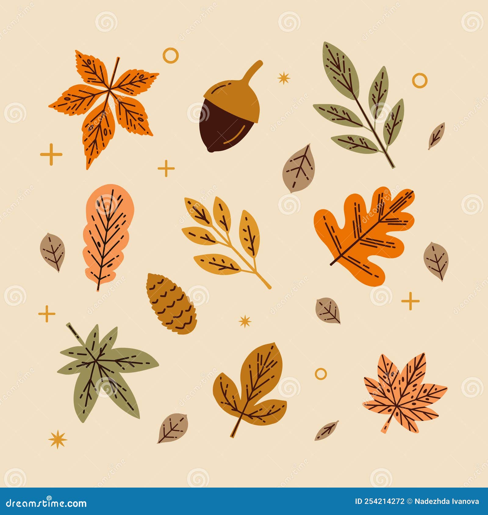 Flat Elements Set for Autumn Celebration Vector Illustration Stock ...