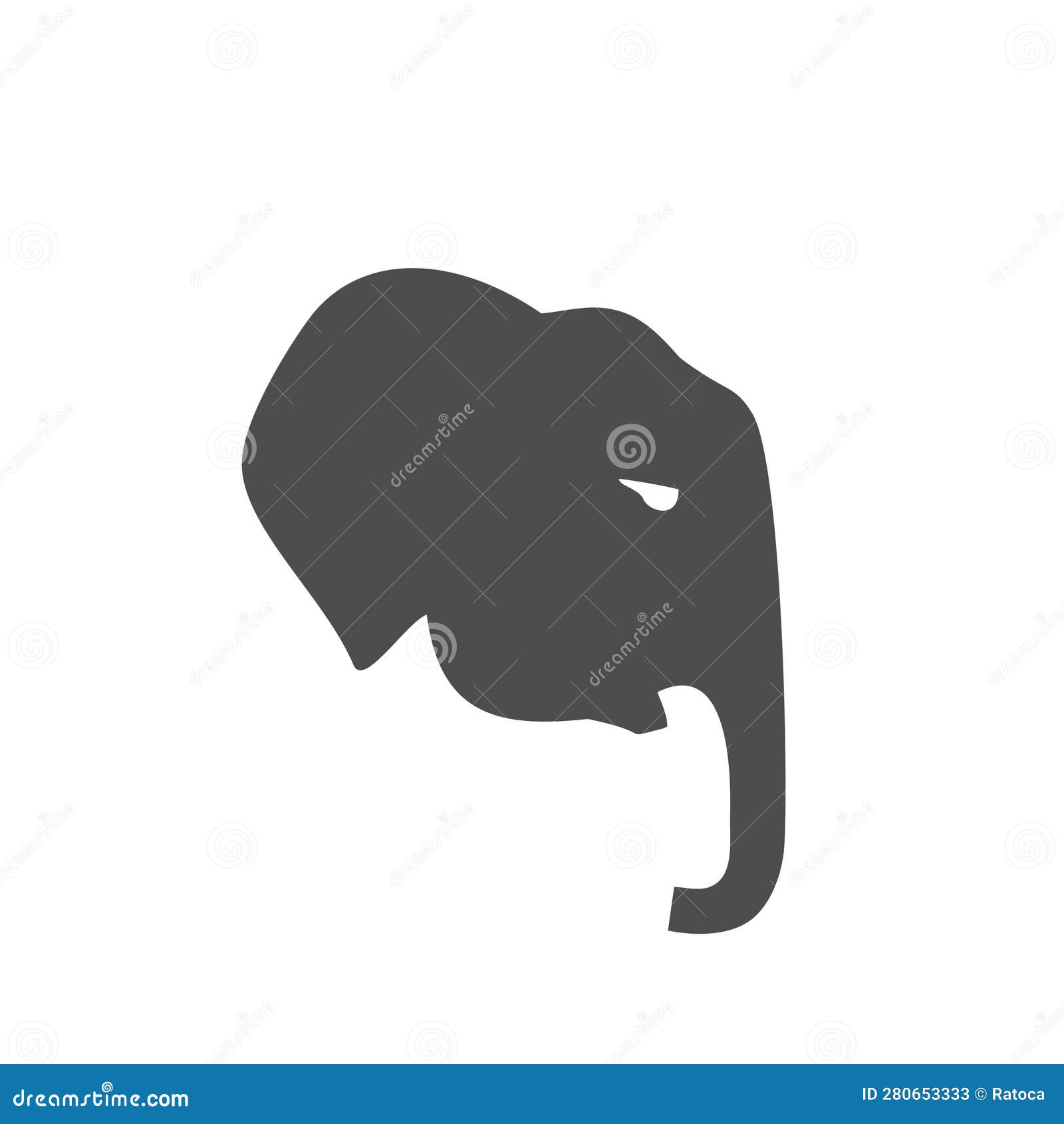 Flat elephant face icon stock vector. Illustration of flat - 280653333