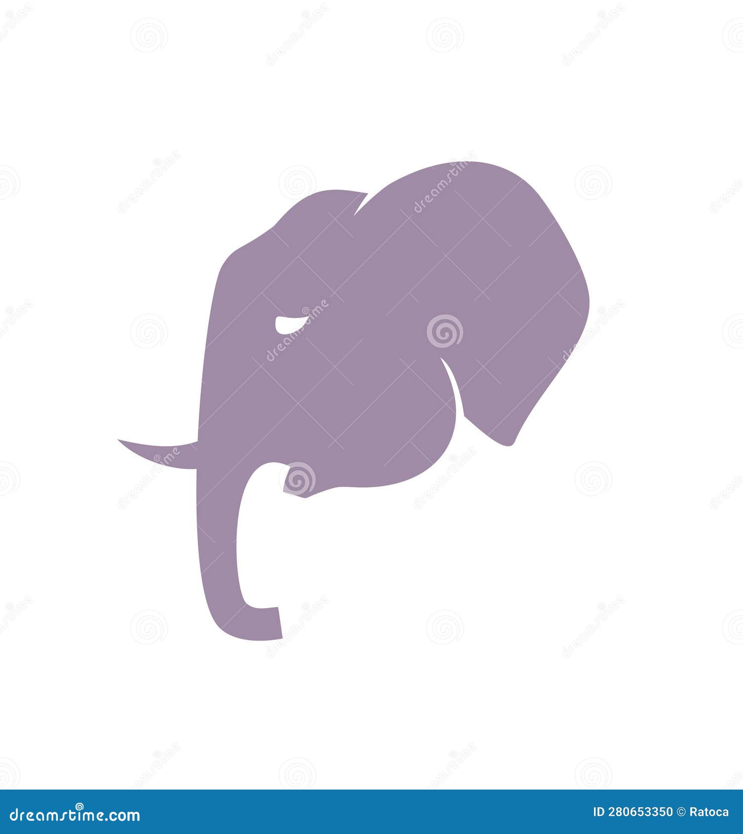 Flat elephant face icon stock vector. Illustration of icon - 280653350