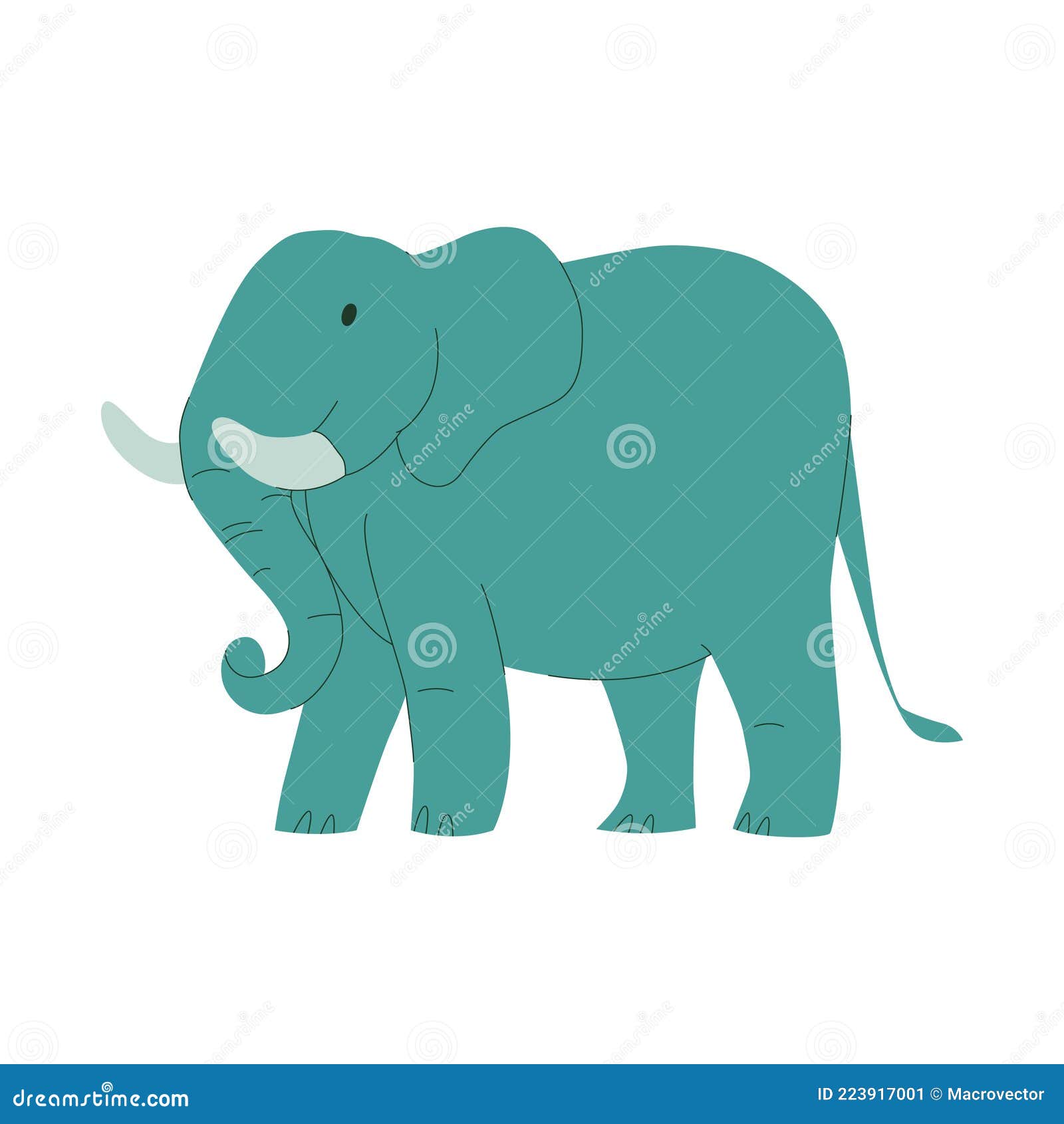 Flat Elephant Illustration stock vector. Illustration of nature - 223917001