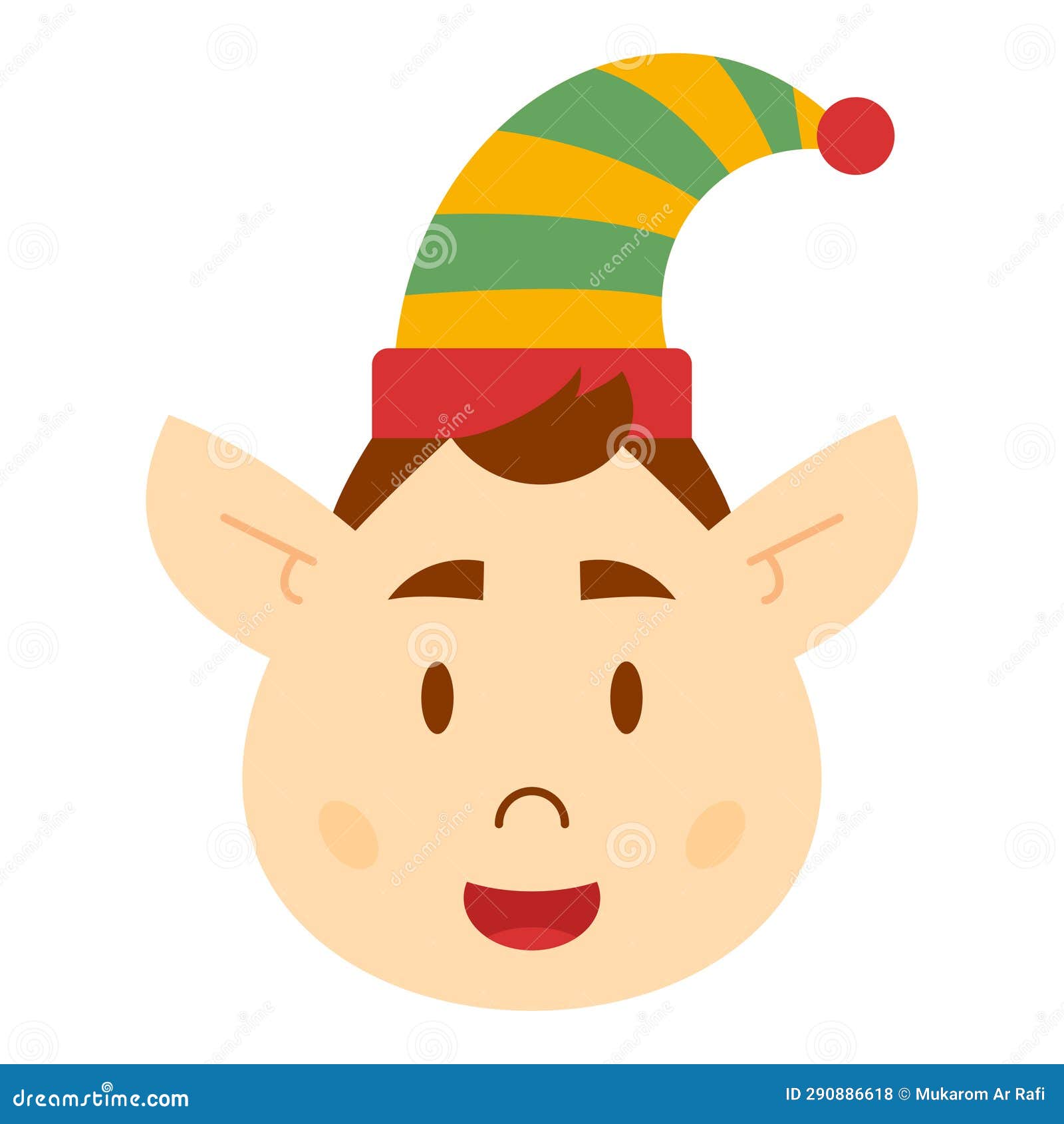 Flat Elf Head Character. Christmas Event Stock Vector - Illustration of ...