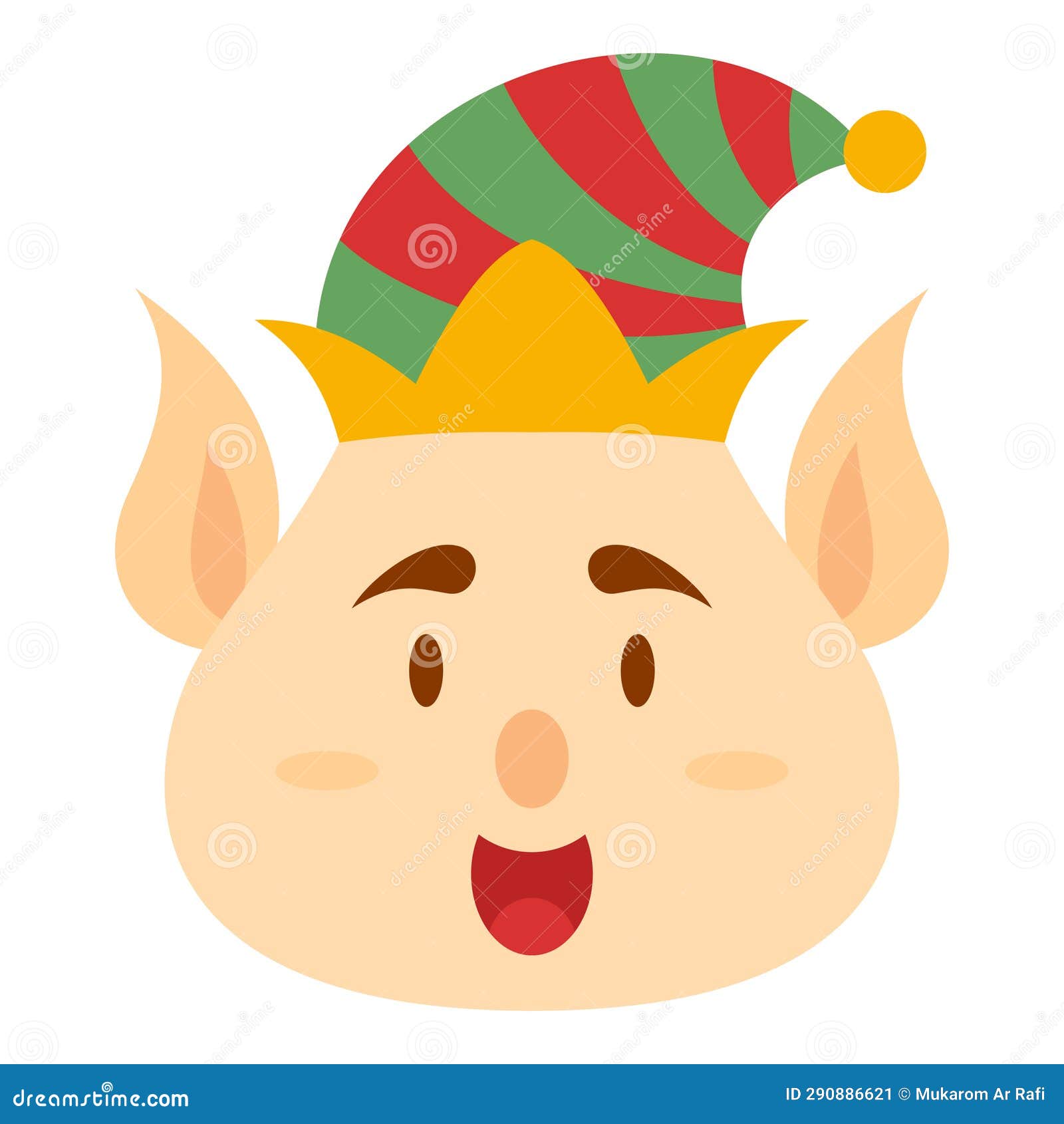 Flat Elf Head Character. Christmas Event Stock Vector - Illustration of ...