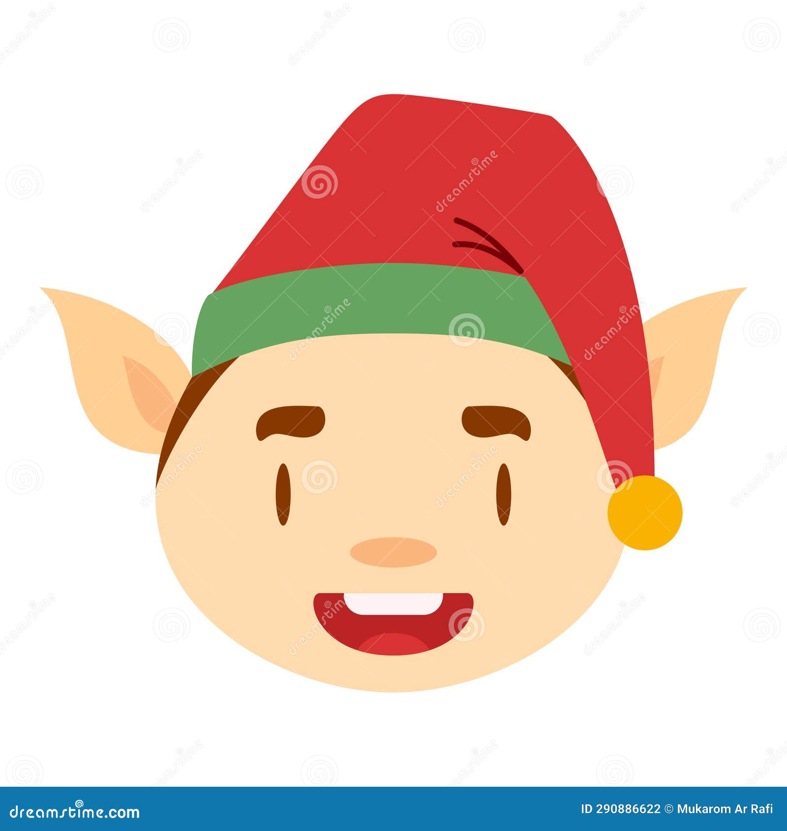 Flat Elf Head Character. Christmas Event Stock Vector - Illustration of ...