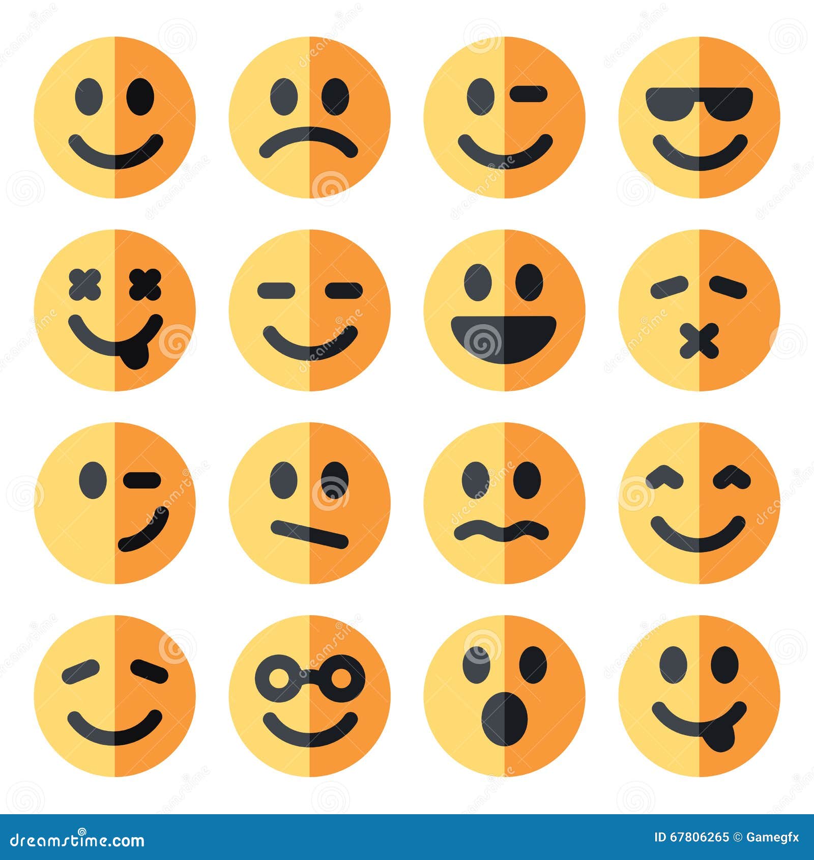 Flat Emotional Emoji Square Faces Icon Stock Vector - Illustration of ...