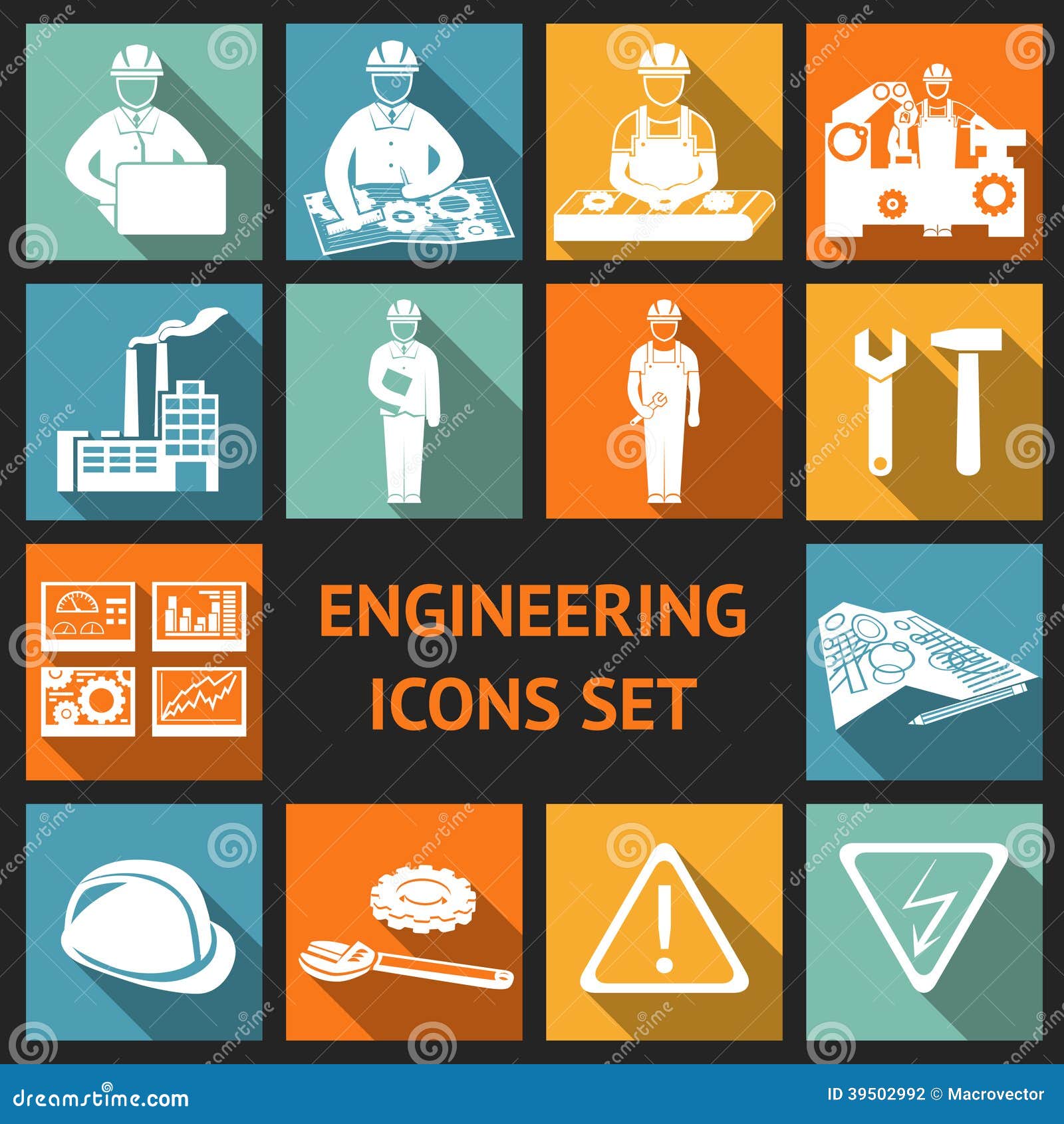 Flat Engineering Icons Set stock vector. Illustration of assemblage ... Flat Engineering Icons Set stock vector. Illustration of assemblage ...