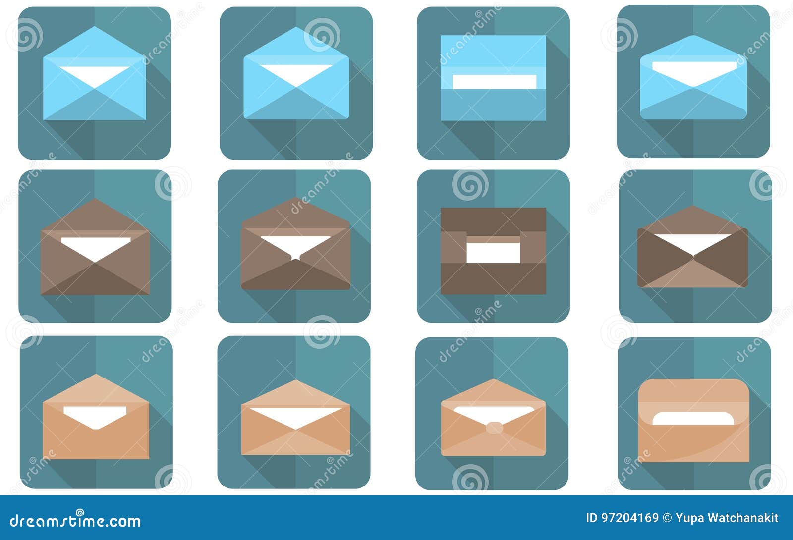 Flat Envelope in Flat Design. Emailing and Global Communication Stock ...