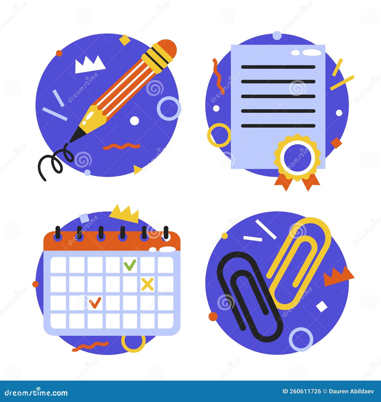 Flat Essential Stickers Set Vector Illustration. Stock Vector ...