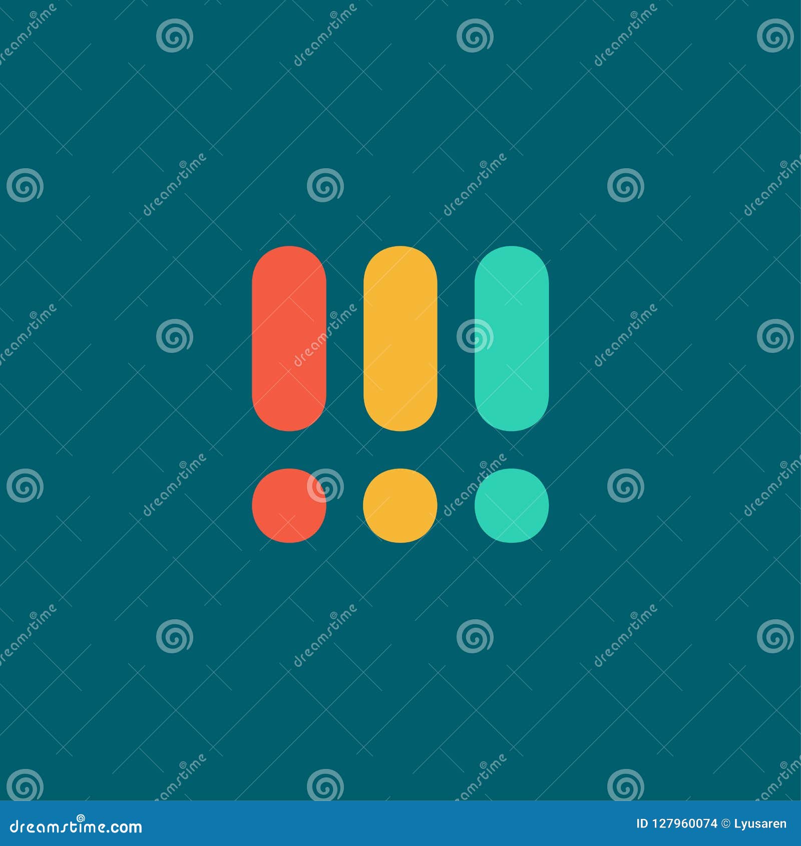 Flat Exclamation Points Isolated on Dark Background. Stock Illustration ...