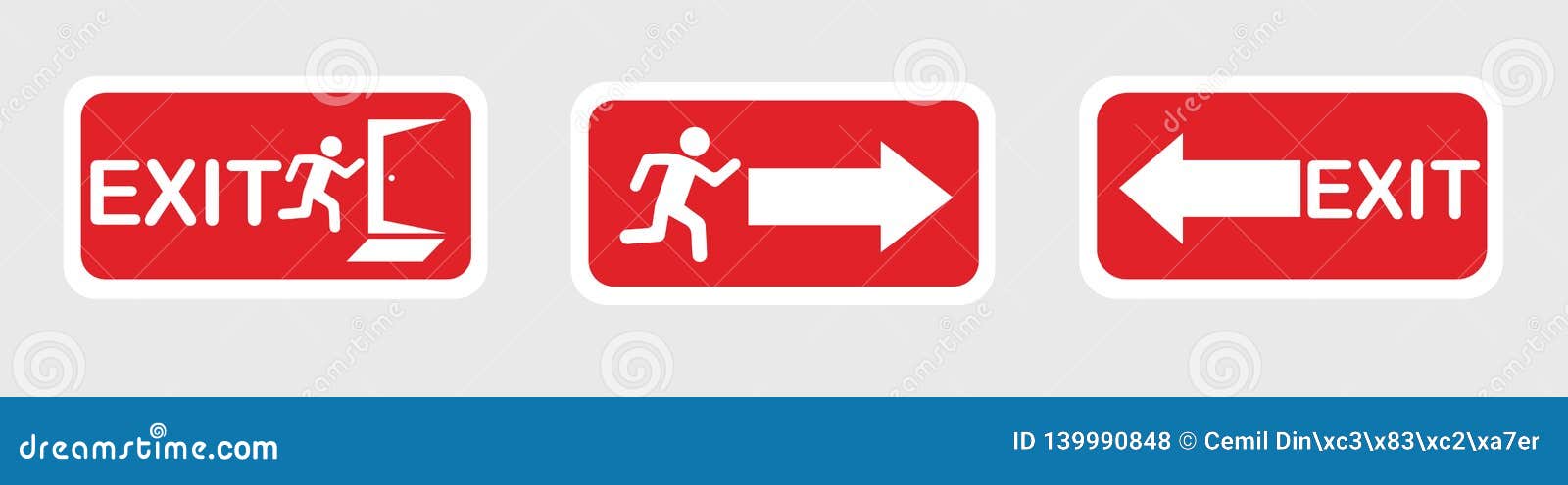 Flat exit sign collection stock vector. Illustration of isolated ...