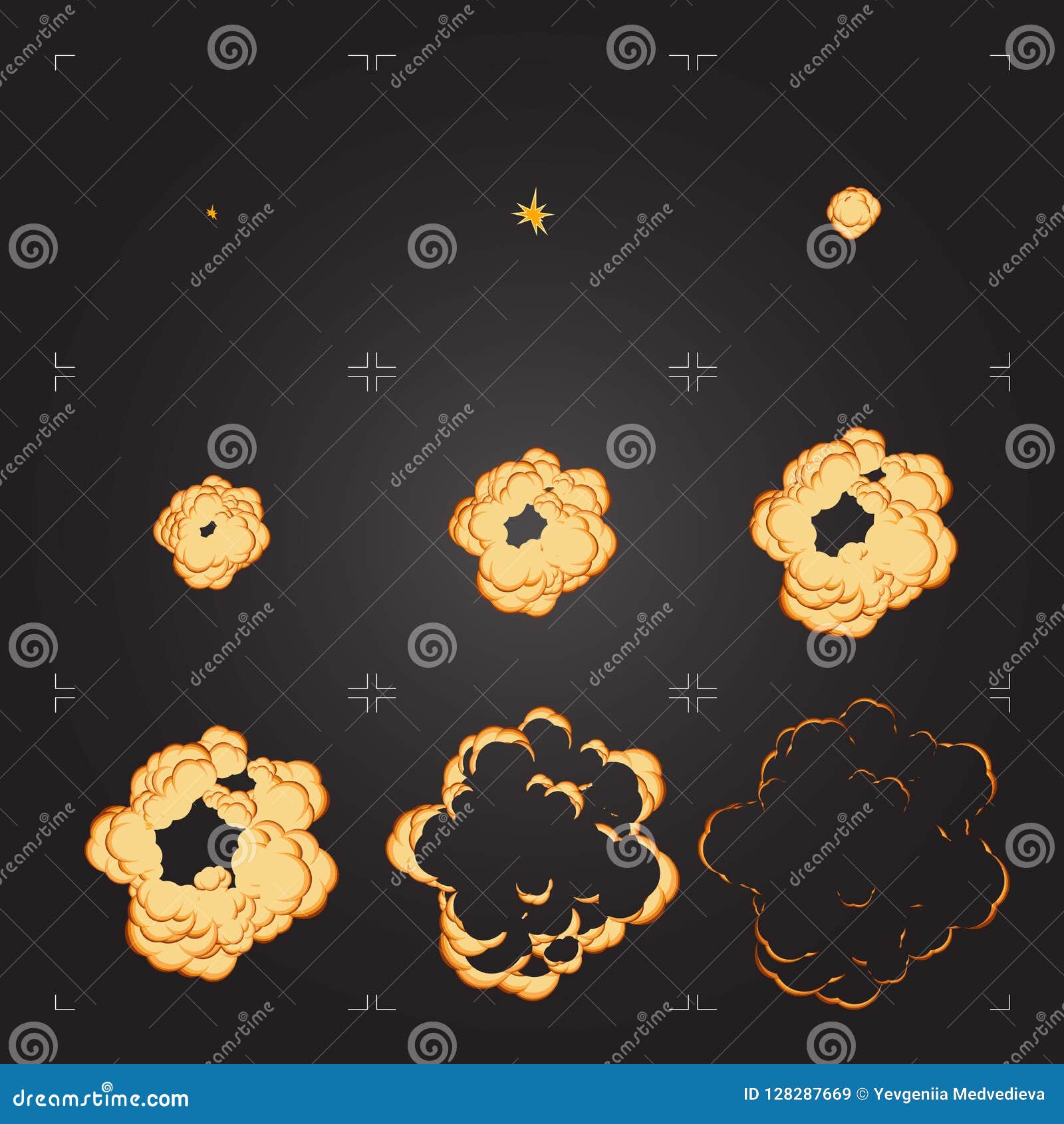 Cartoon Explosion Sprite Sheet Animation. Design Element for Game or ...