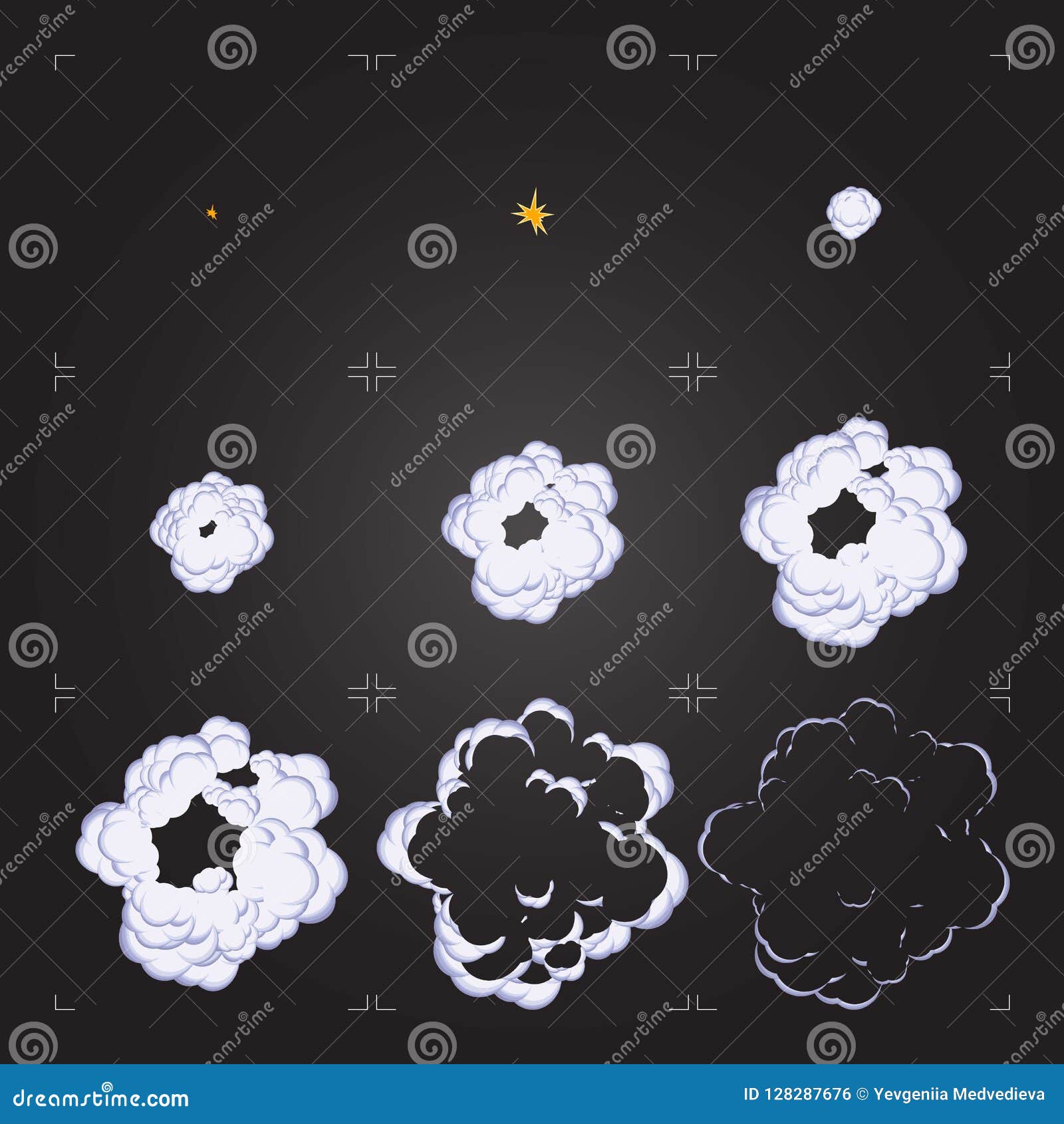 Cartoon Explosion Sprite Sheet Animation. Design Element for Game or ...