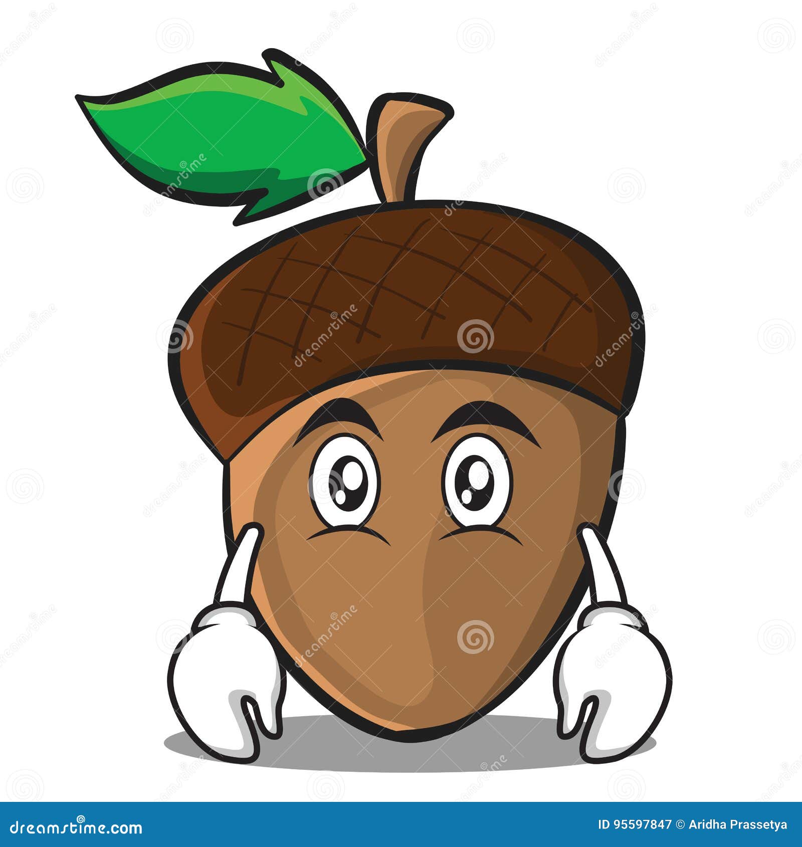 Flat Face Acorn Cartoon Character Style Stock Vector - Illustration of ...