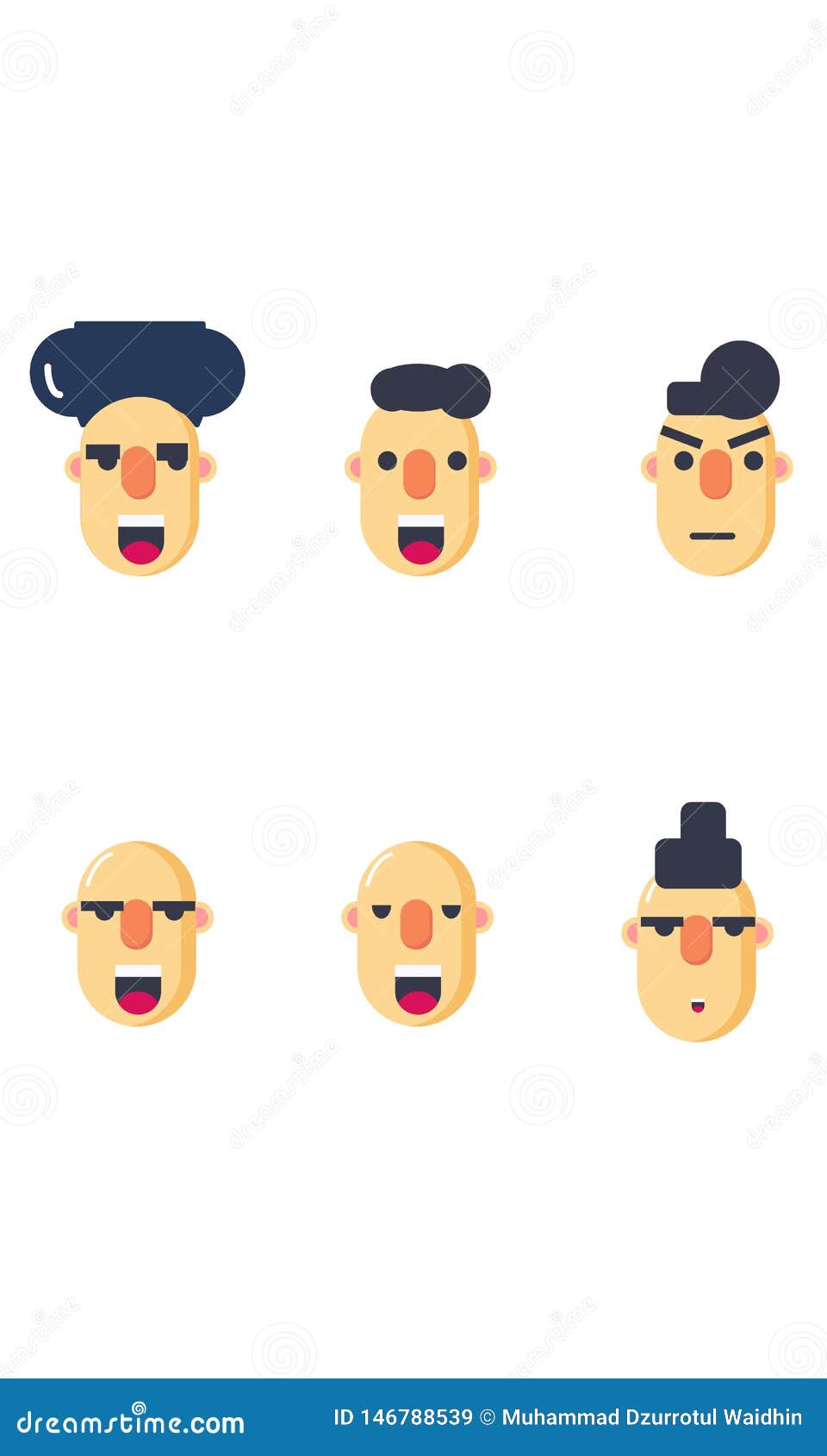 Flat face character stock vector. Illustration of happy - 146788539