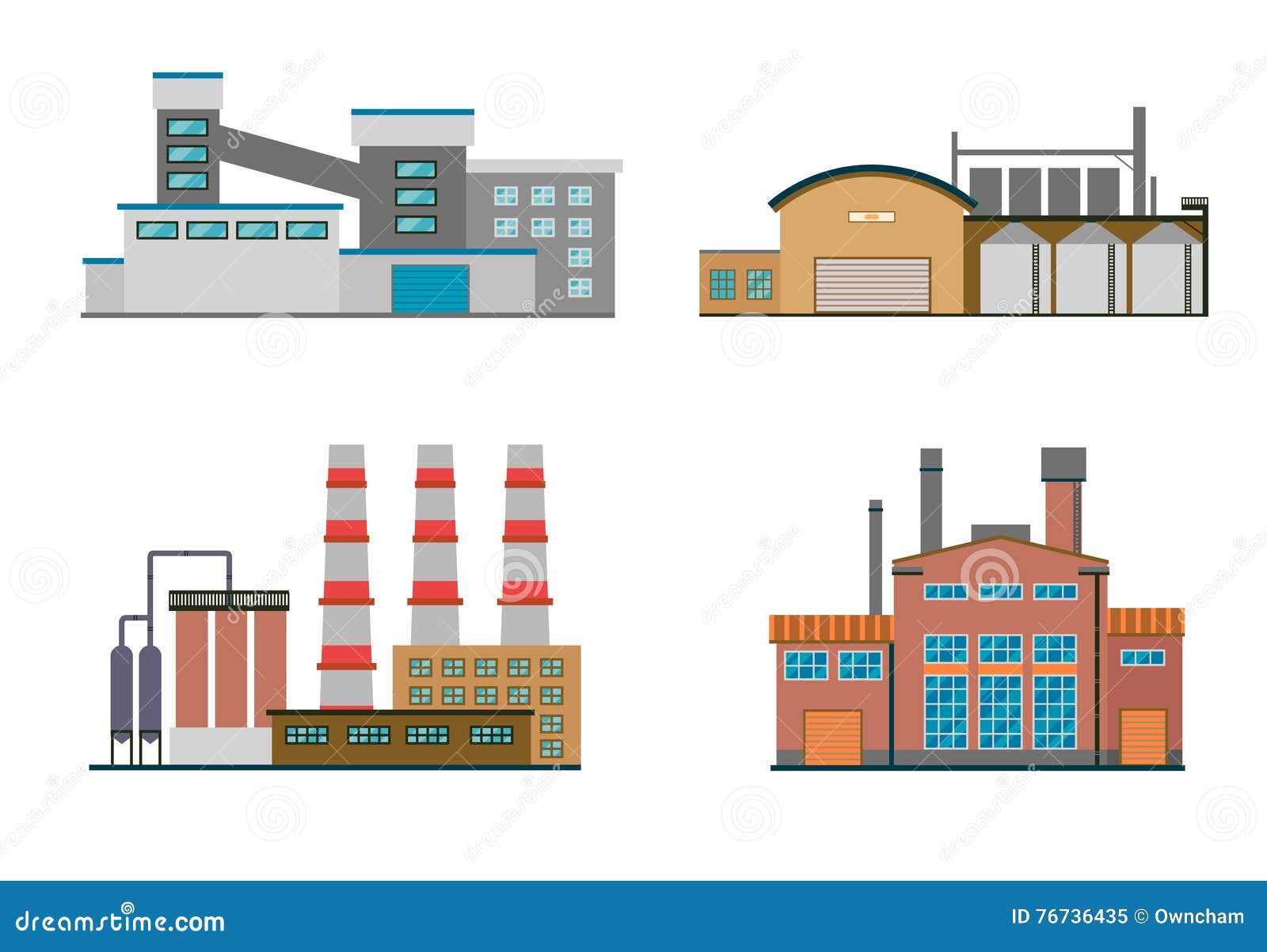 Flat Factory Buildings stock vector. Illustration of environment - 76736435