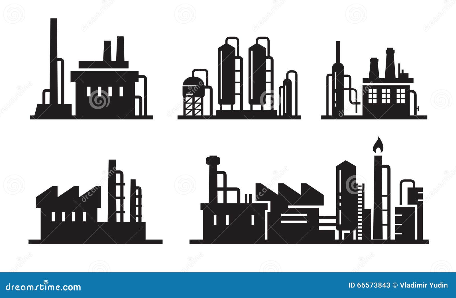 Flat factory icons stock vector. Illustration of construction - 66573843