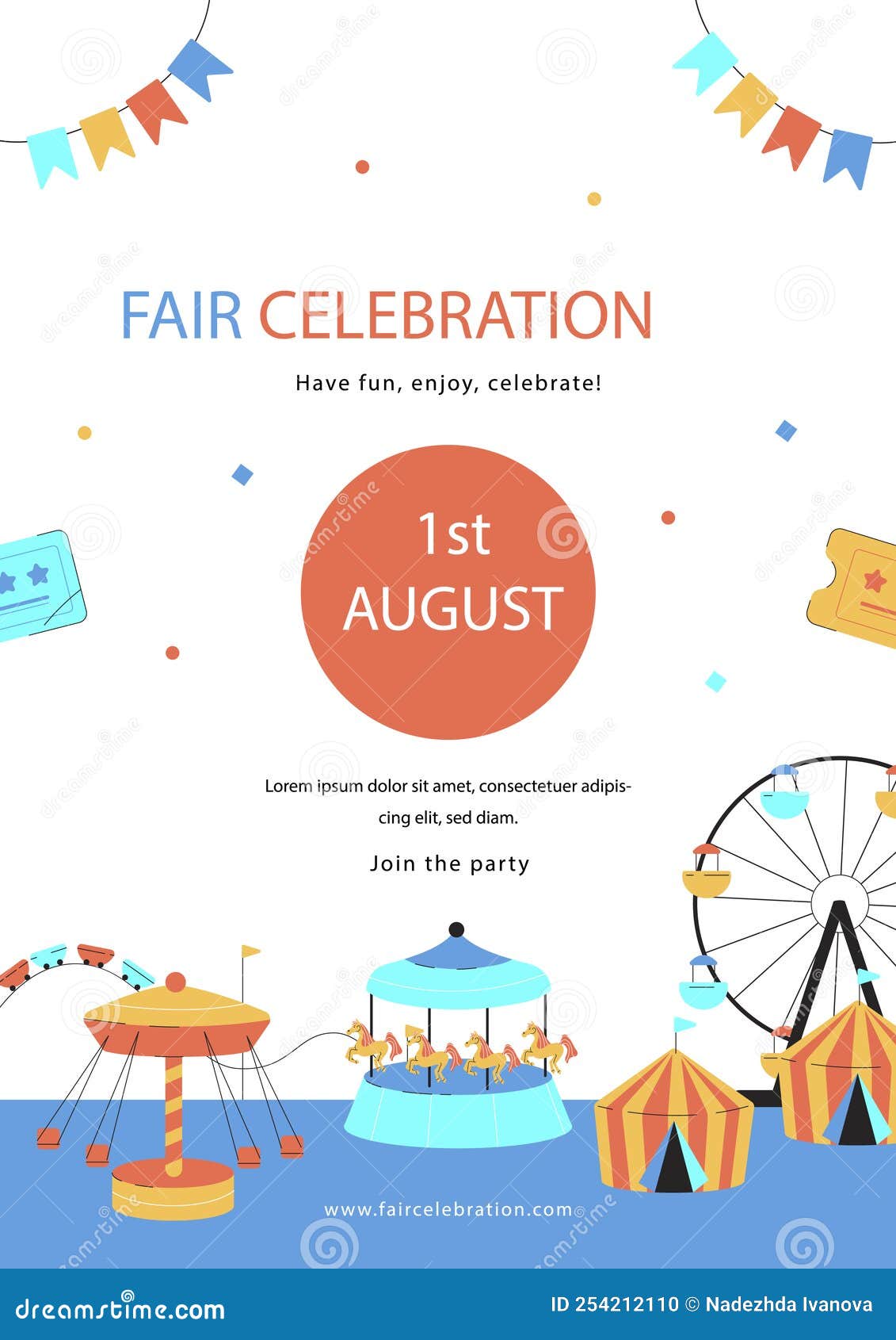 Flat Fair Celebration Vertical Poster Template Vector Illustration ...