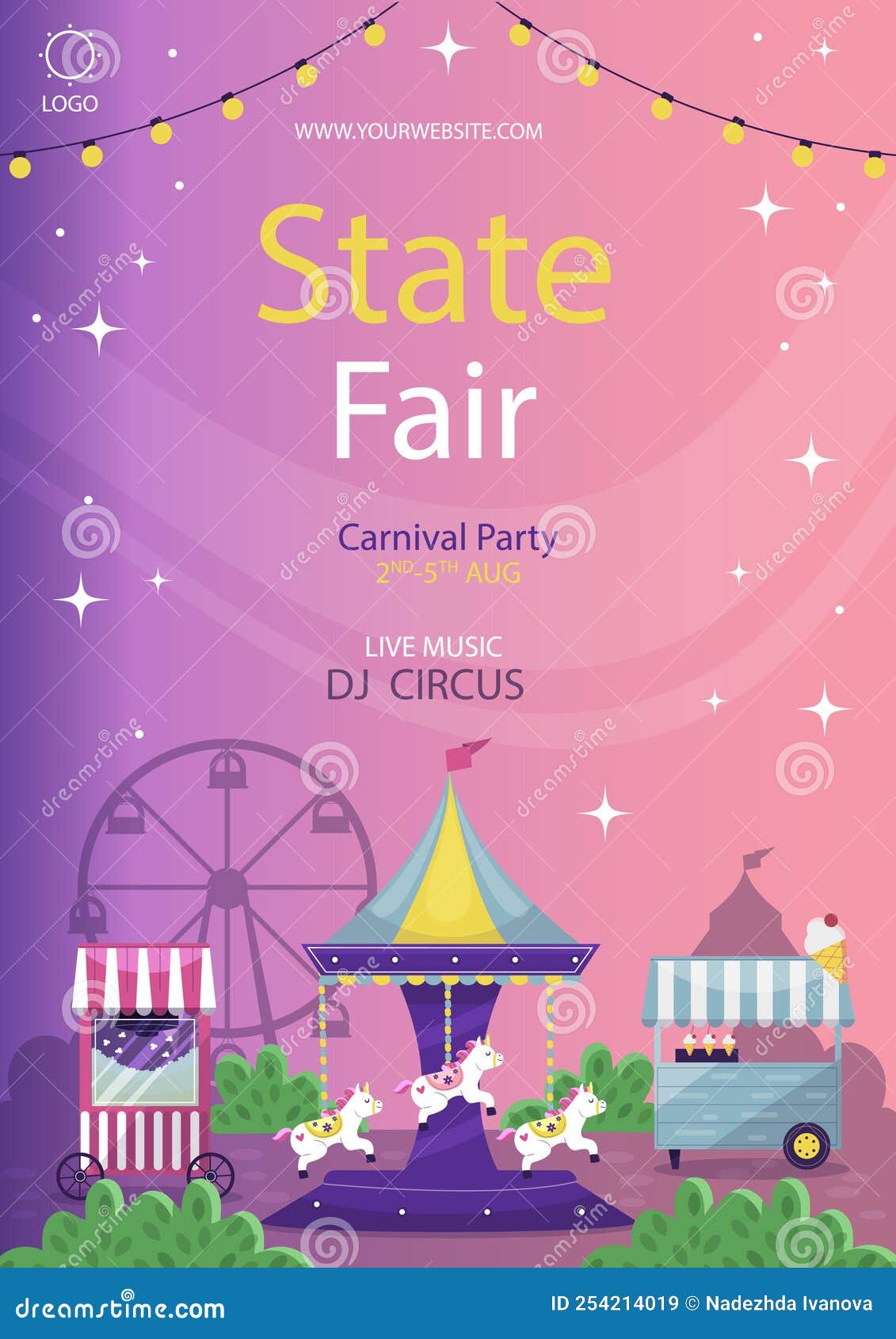Flat Fair Celebration Vertical Poster Template Vector Illustration ...