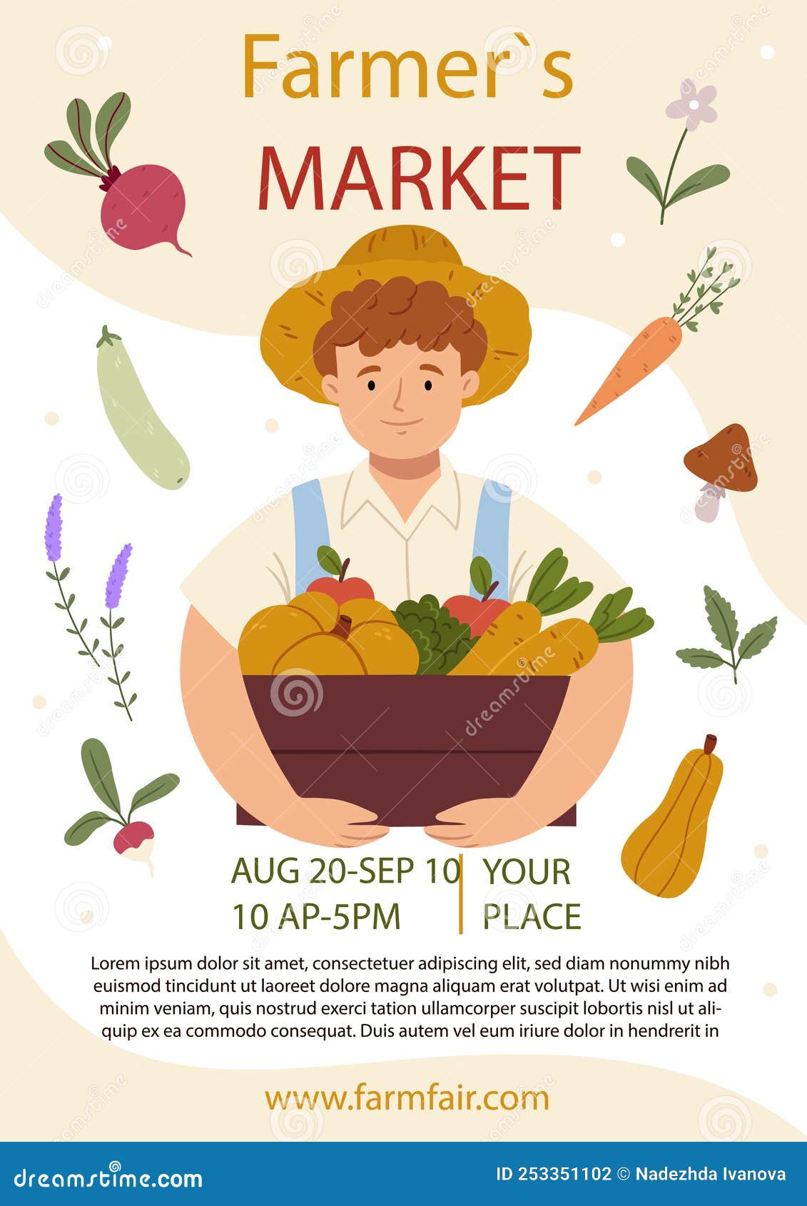 Flat Fair Vertical Poster Template Vector Illustration. Stock Vector ...