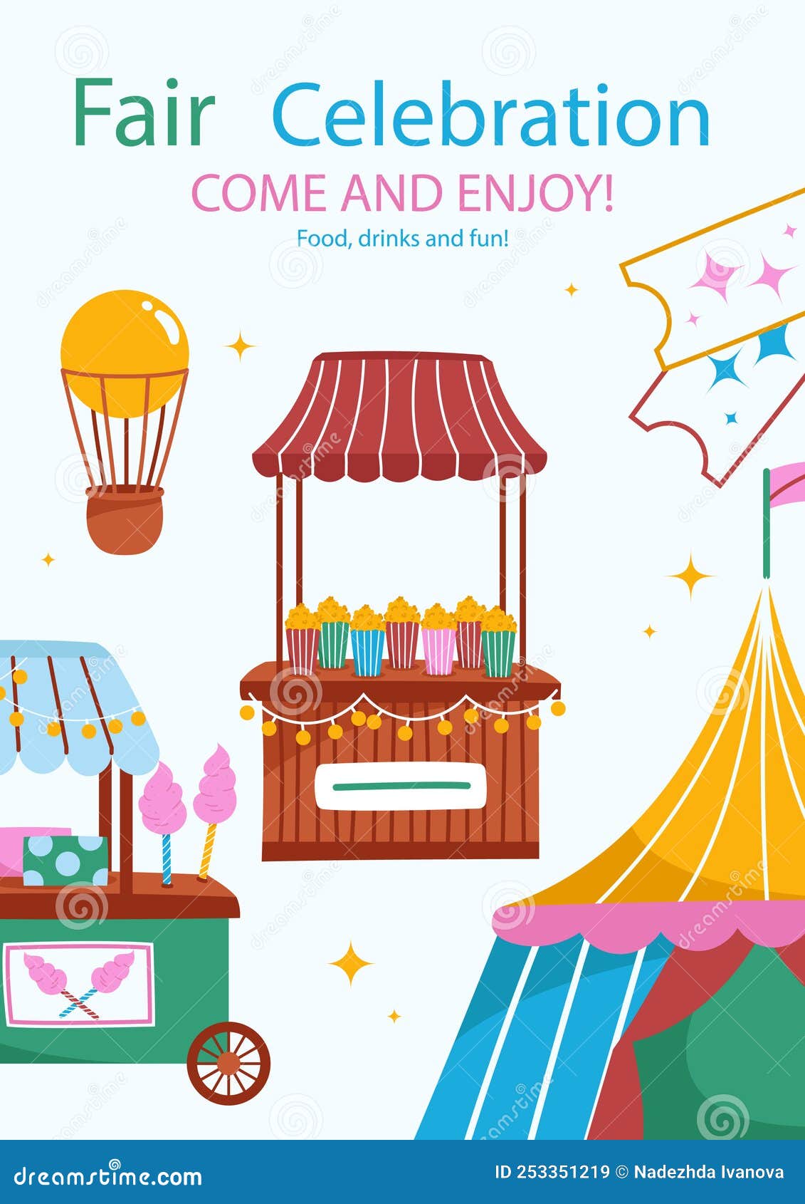 Flat Fair Vertical Poster Template Vector Illustration. Stock Vector ...
