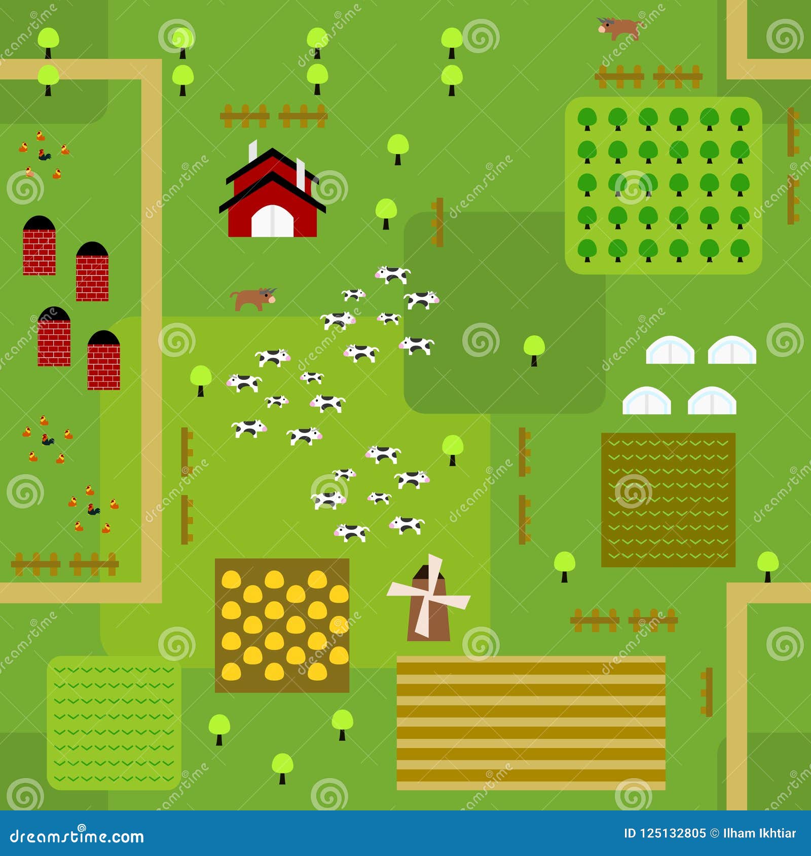 Farmland Pattern With Farm Animals Vector Illustration | CartoonDealer ...