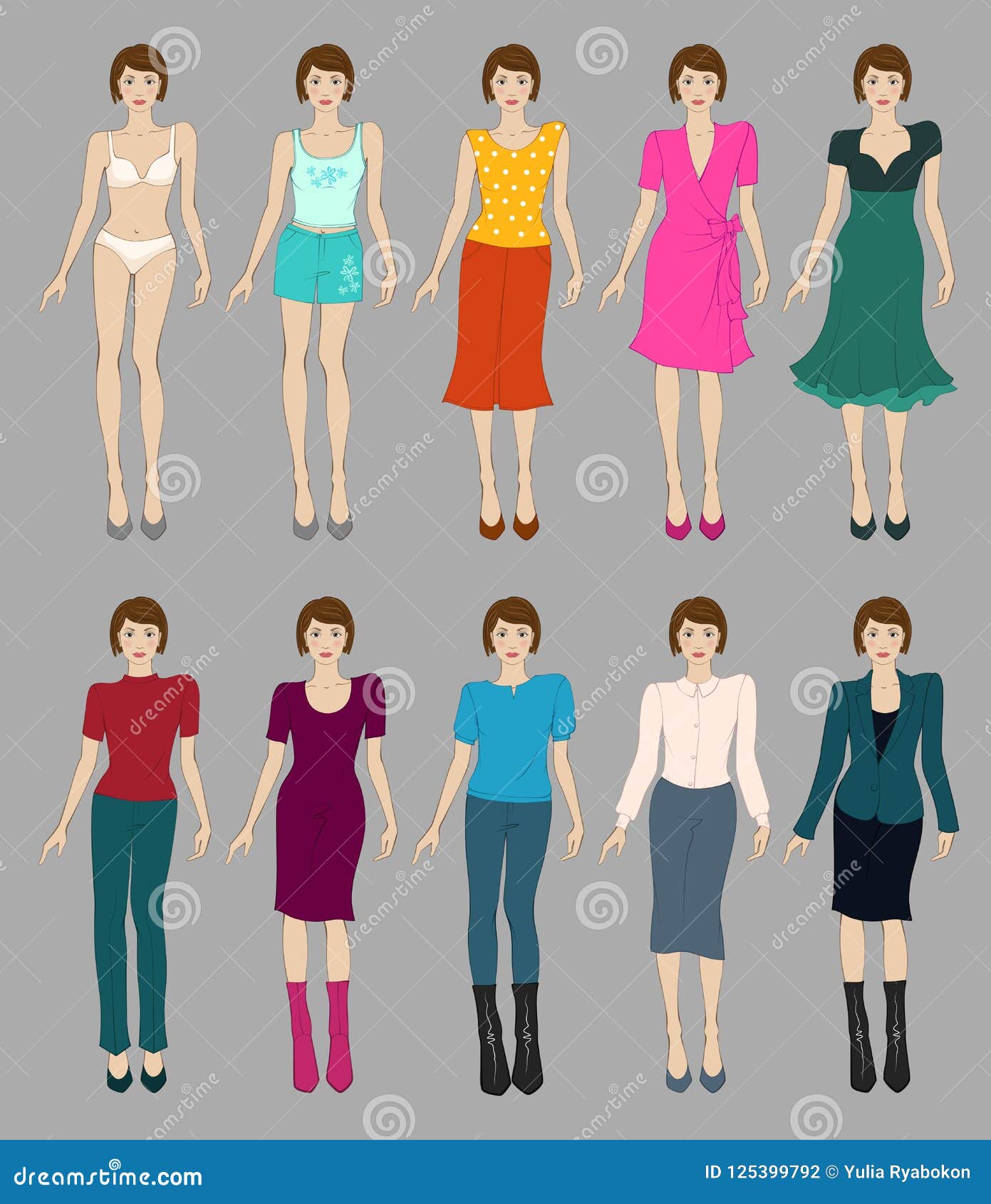 Flat fashion models stock illustration. Illustration of fashionable ...