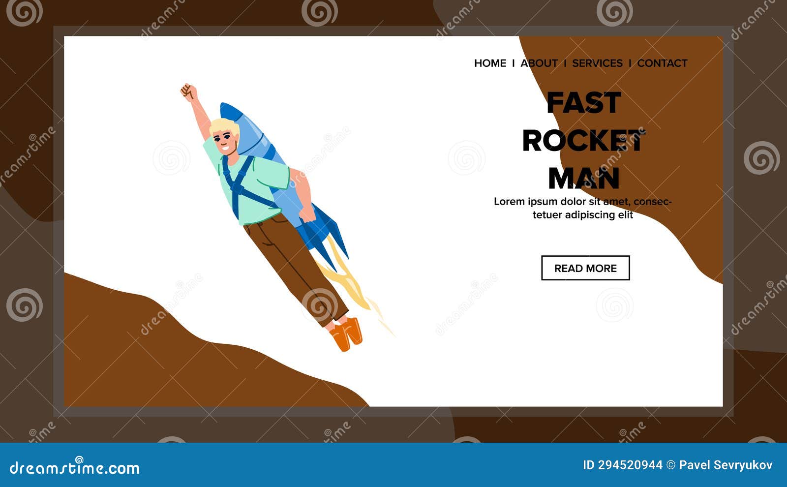 Flat Fast Rocket Man Vector Stock Vector - Illustration of independence ...