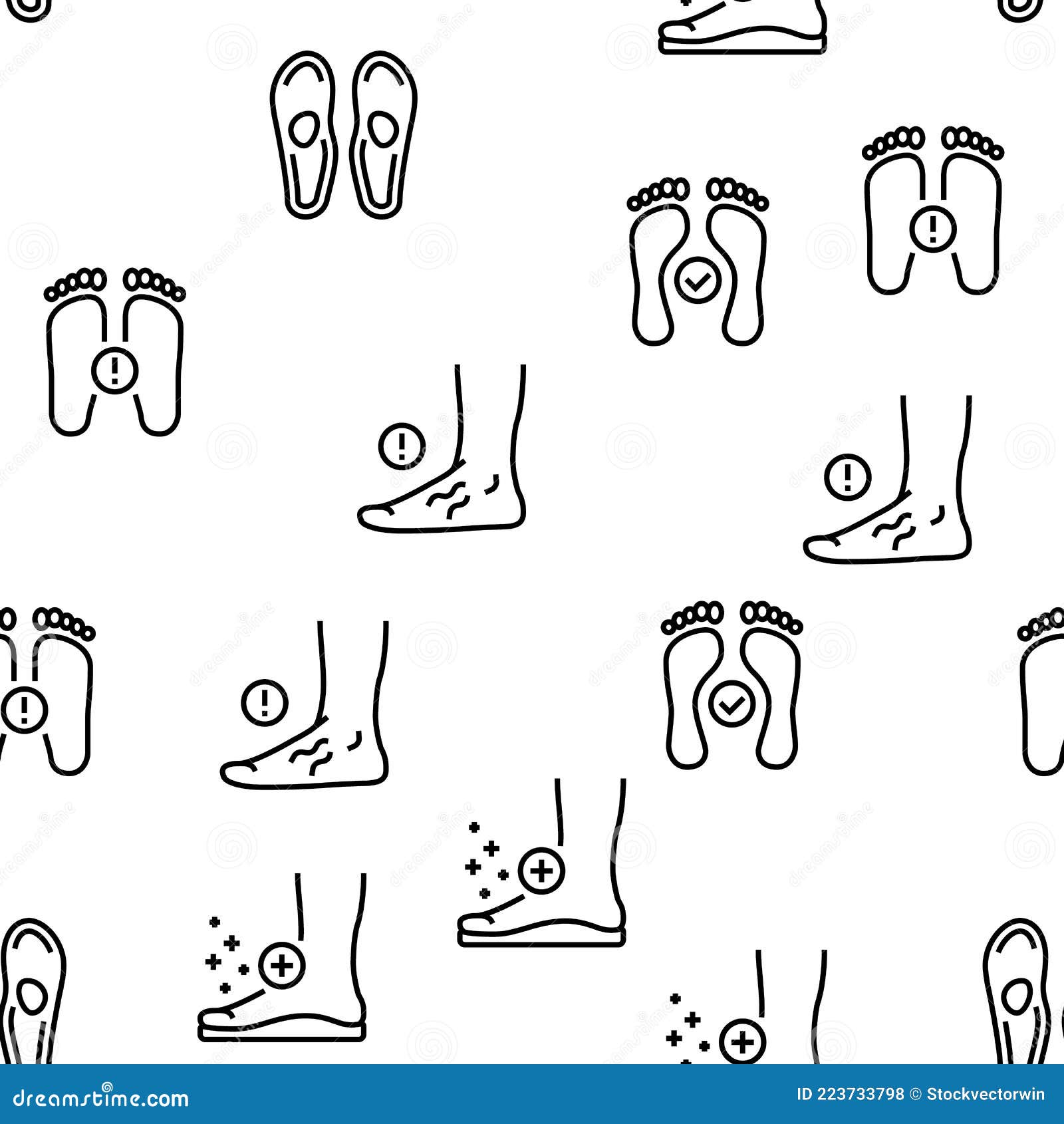 Flat Feet Disease Vector Seamless Pattern Stock Vector - Illustration ...
