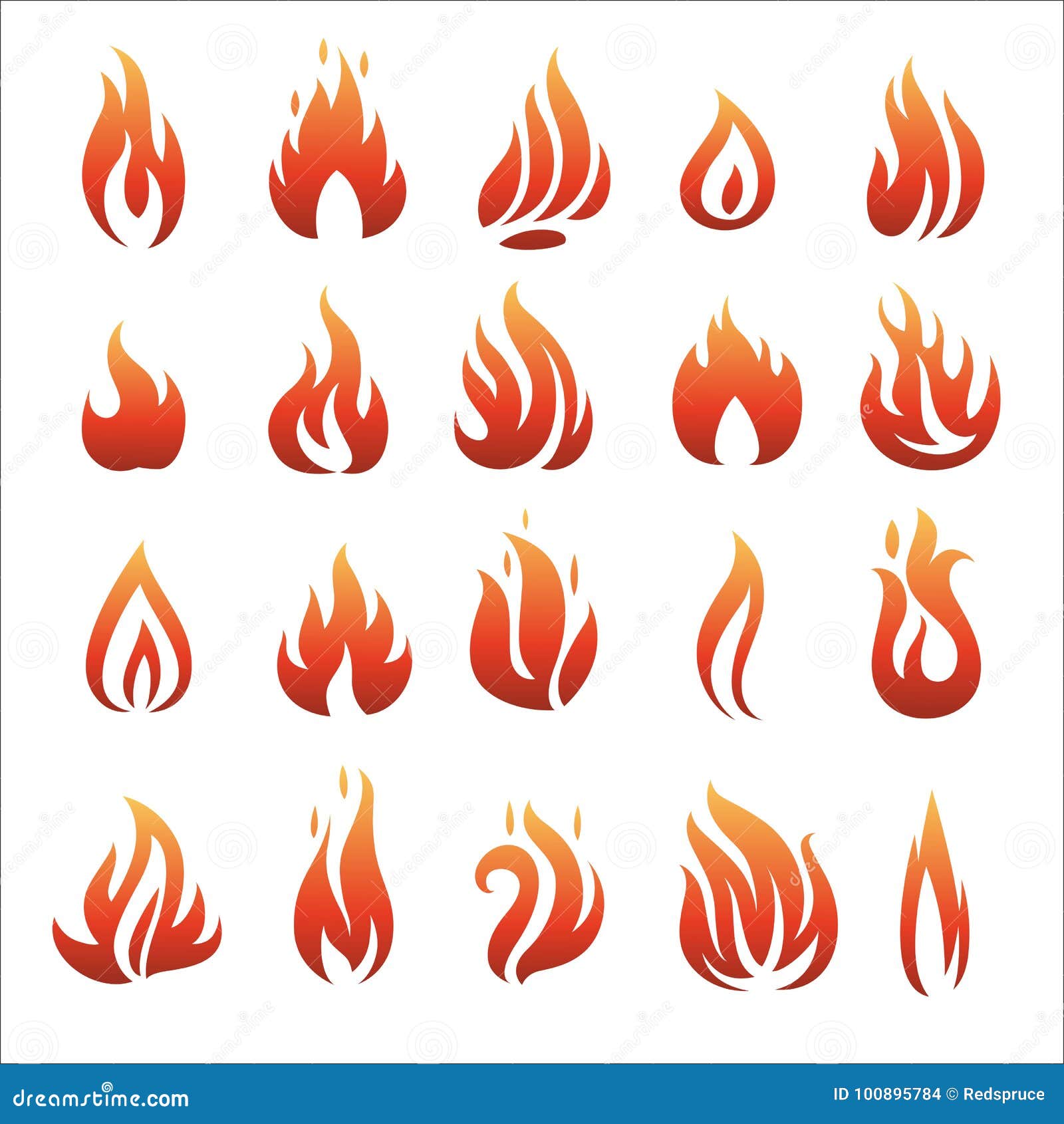 Flat fire icons stock vector. Illustration of ornamental - 100895784