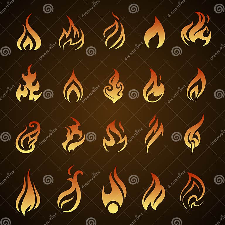 Flat flame set stock vector. Illustration of fiery, flame - 70824472