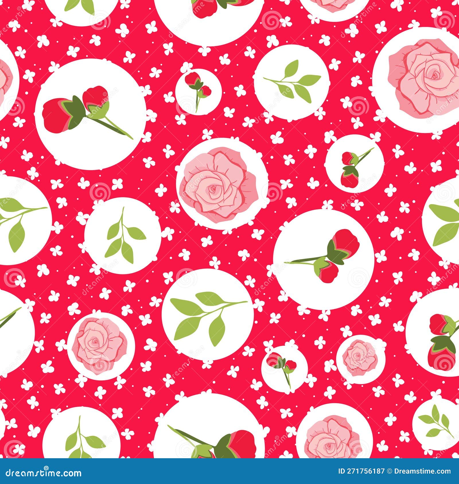 Flat Flowers Roses Vector Repeat Pattern Design Stock Vector ...