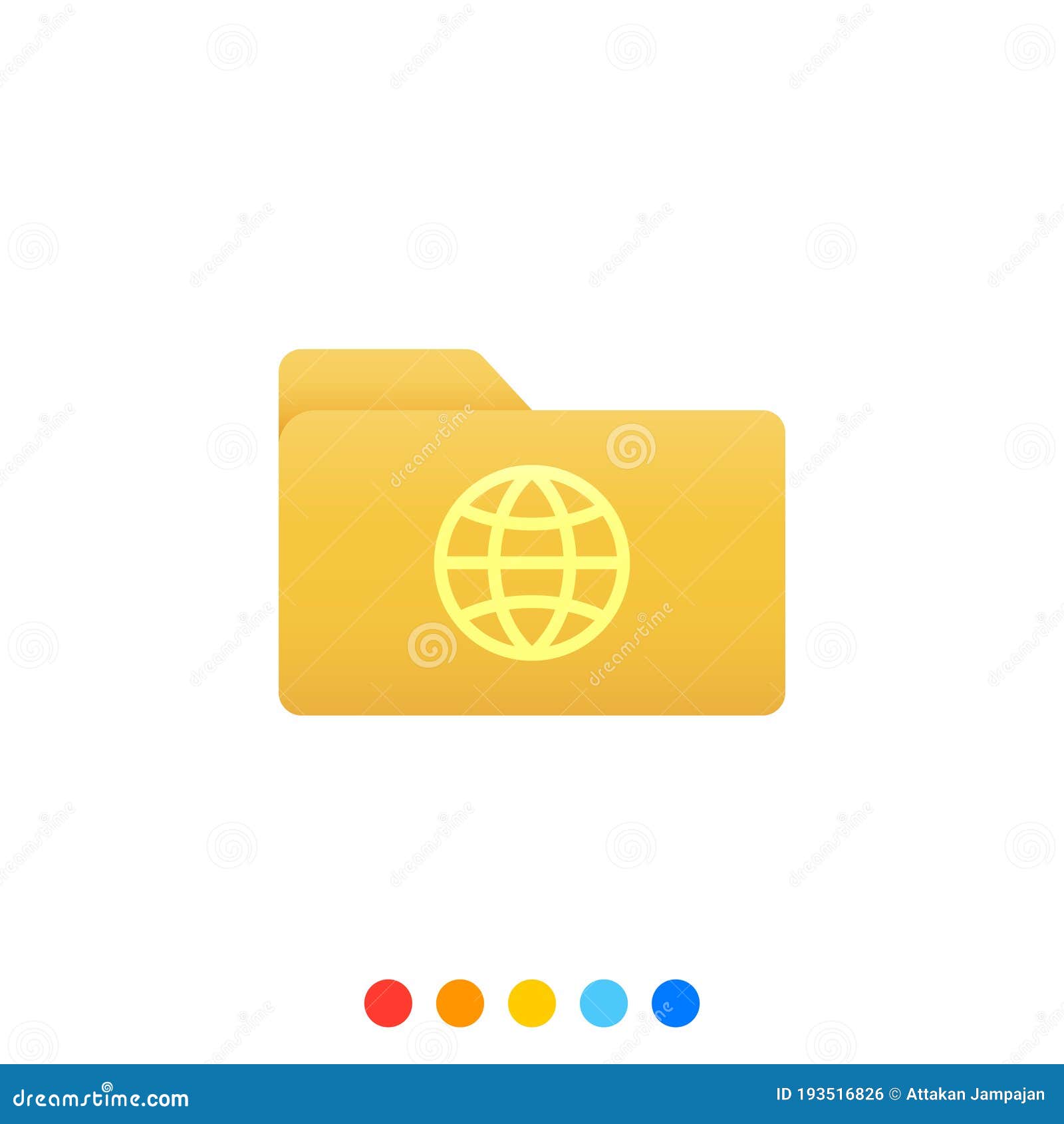 Flat Folder Design Element with Globe Symbol,Folder Icon,Vector and ...