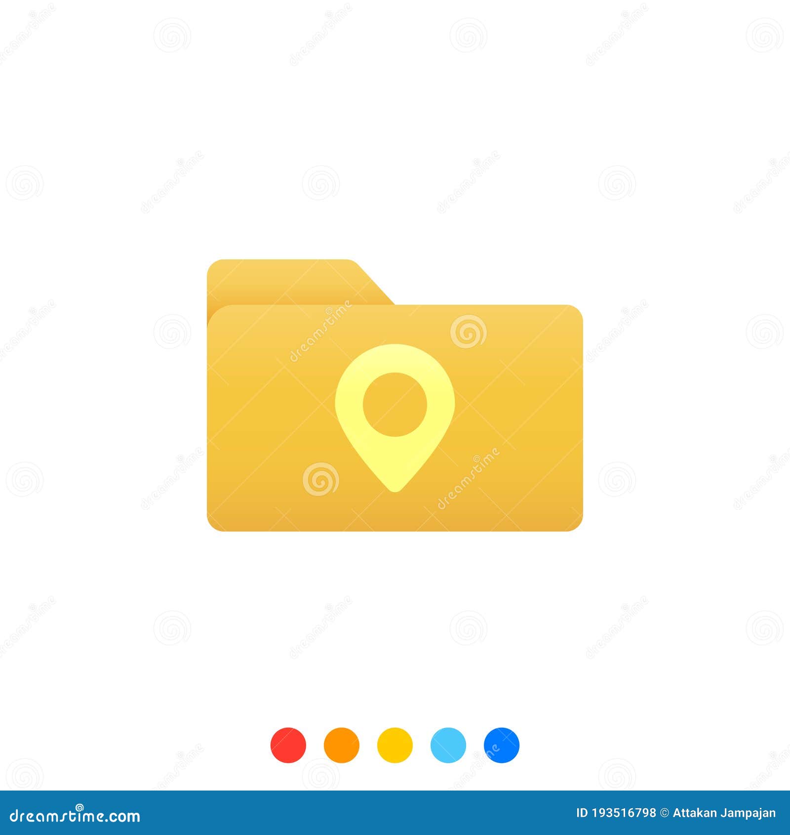 Flat Folder Design Element with Location Point Symbol,Folder Icon ...