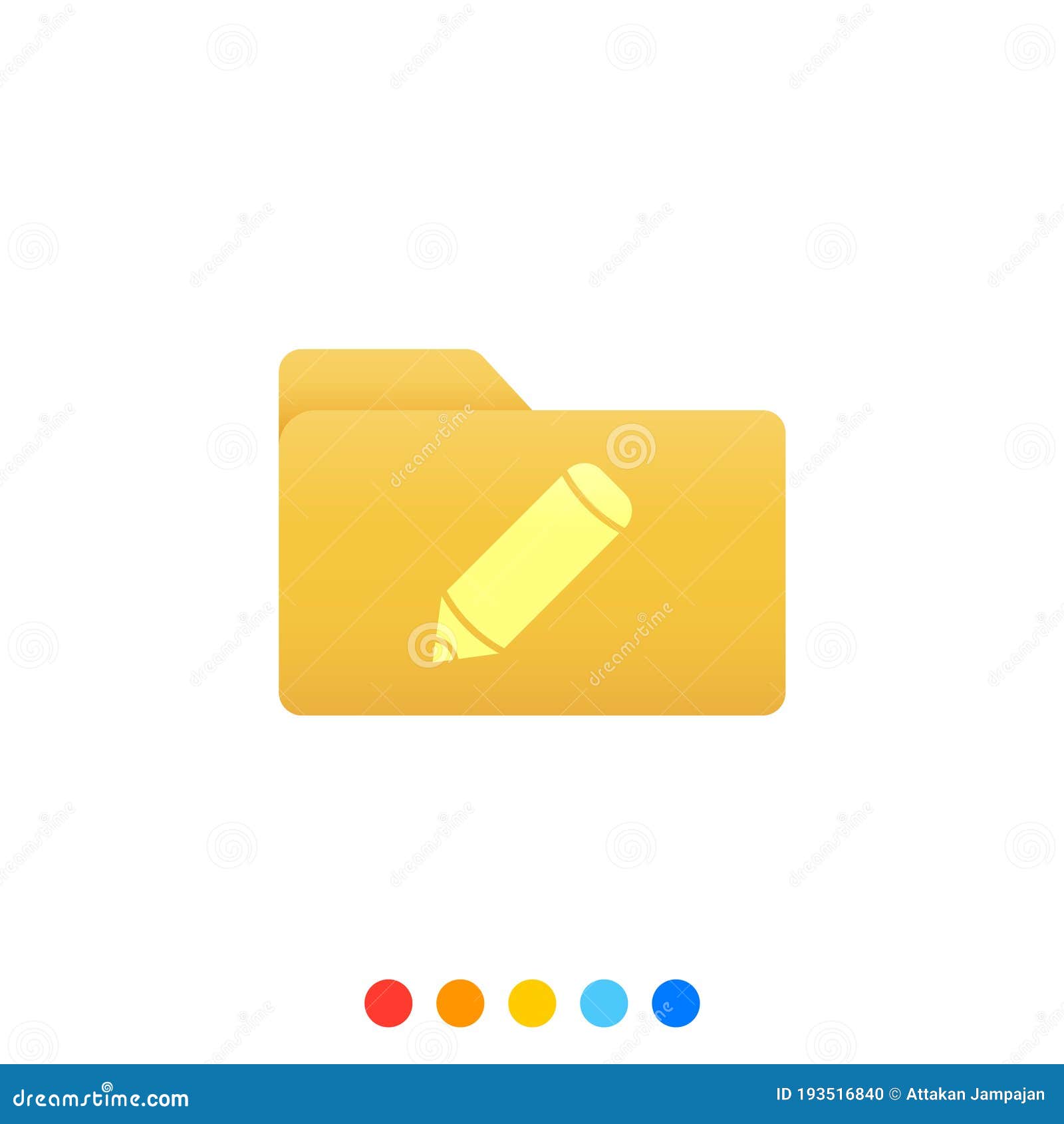 Flat Folder Design Element with Pencil Symbol,Folder Icon,Vector and ...