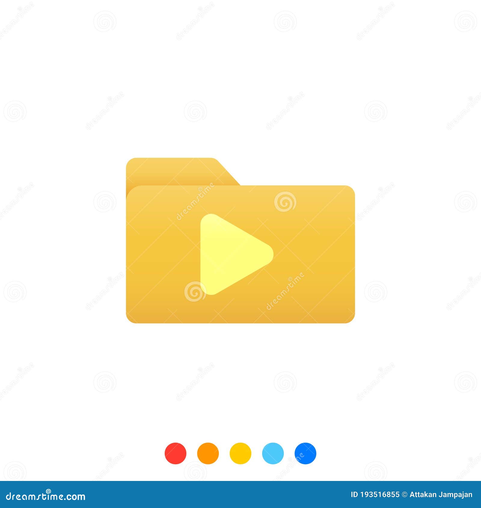 Flat Folder Design Element with Play Symbol,Folder Icon,Vector and ...