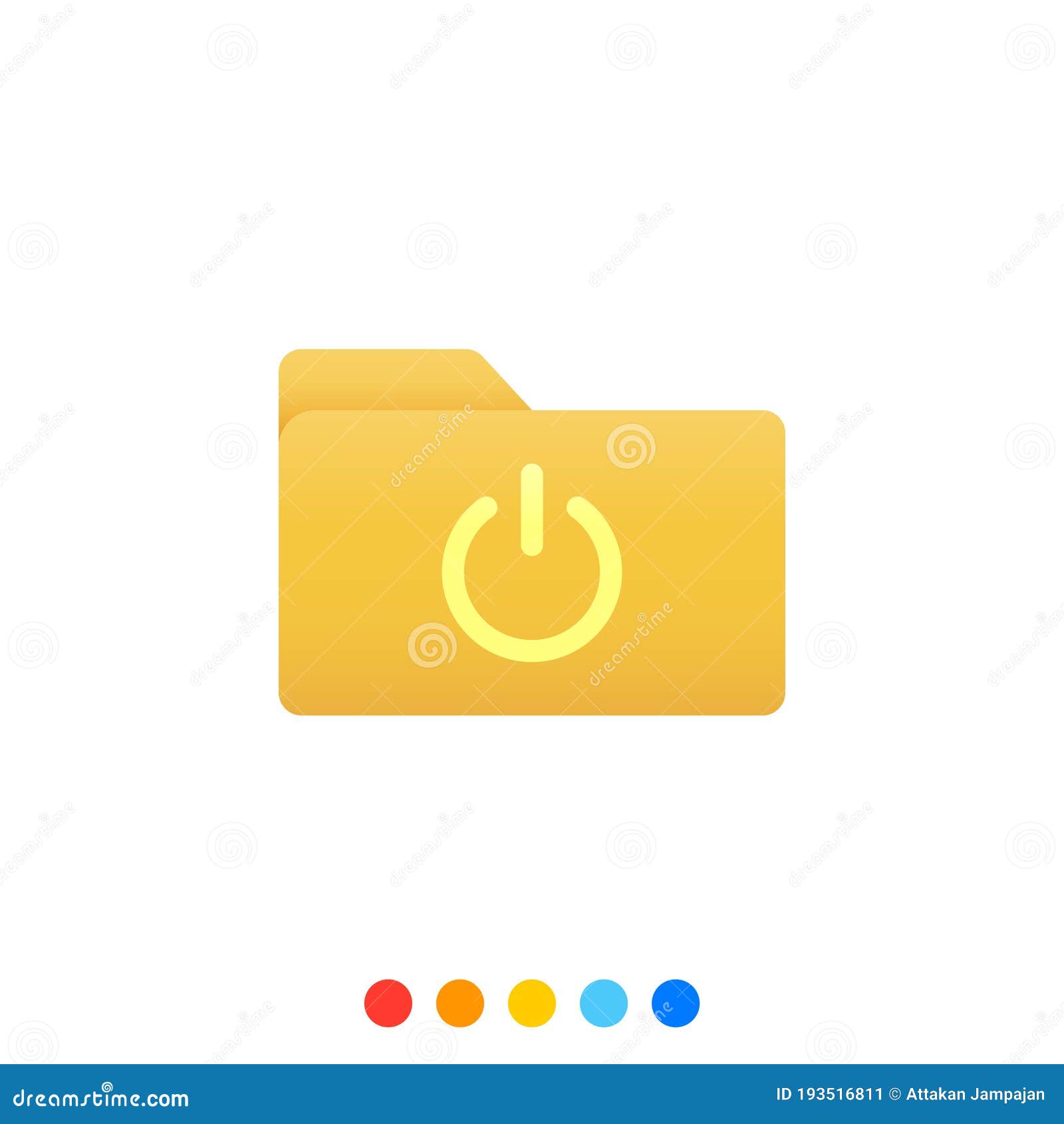 Flat Folder Design Element with Power Symbol,Folder Icon,Vector and ...