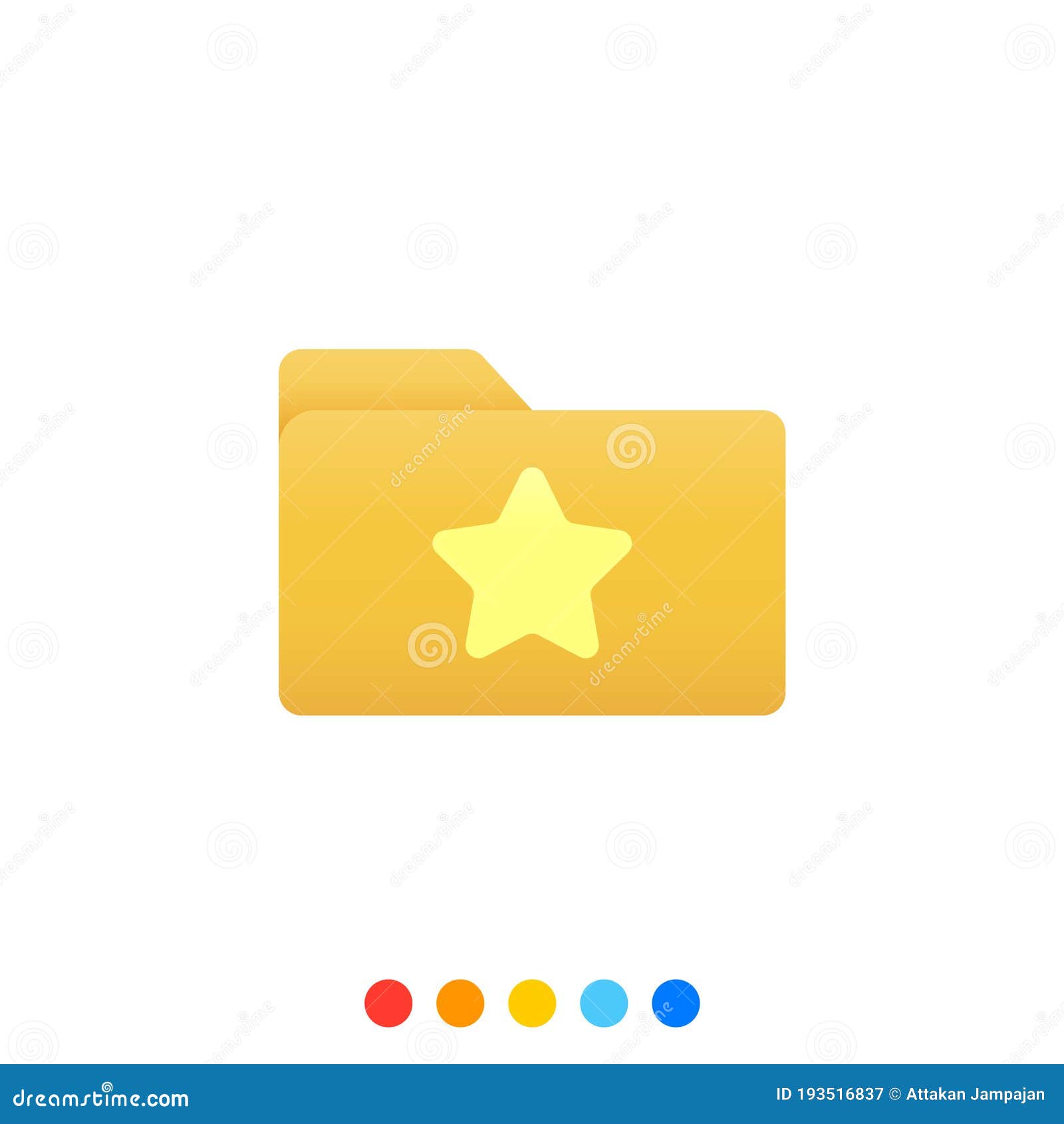 Flat Folder Design Element with Star Symbol,Folder Icon,Vector and ...