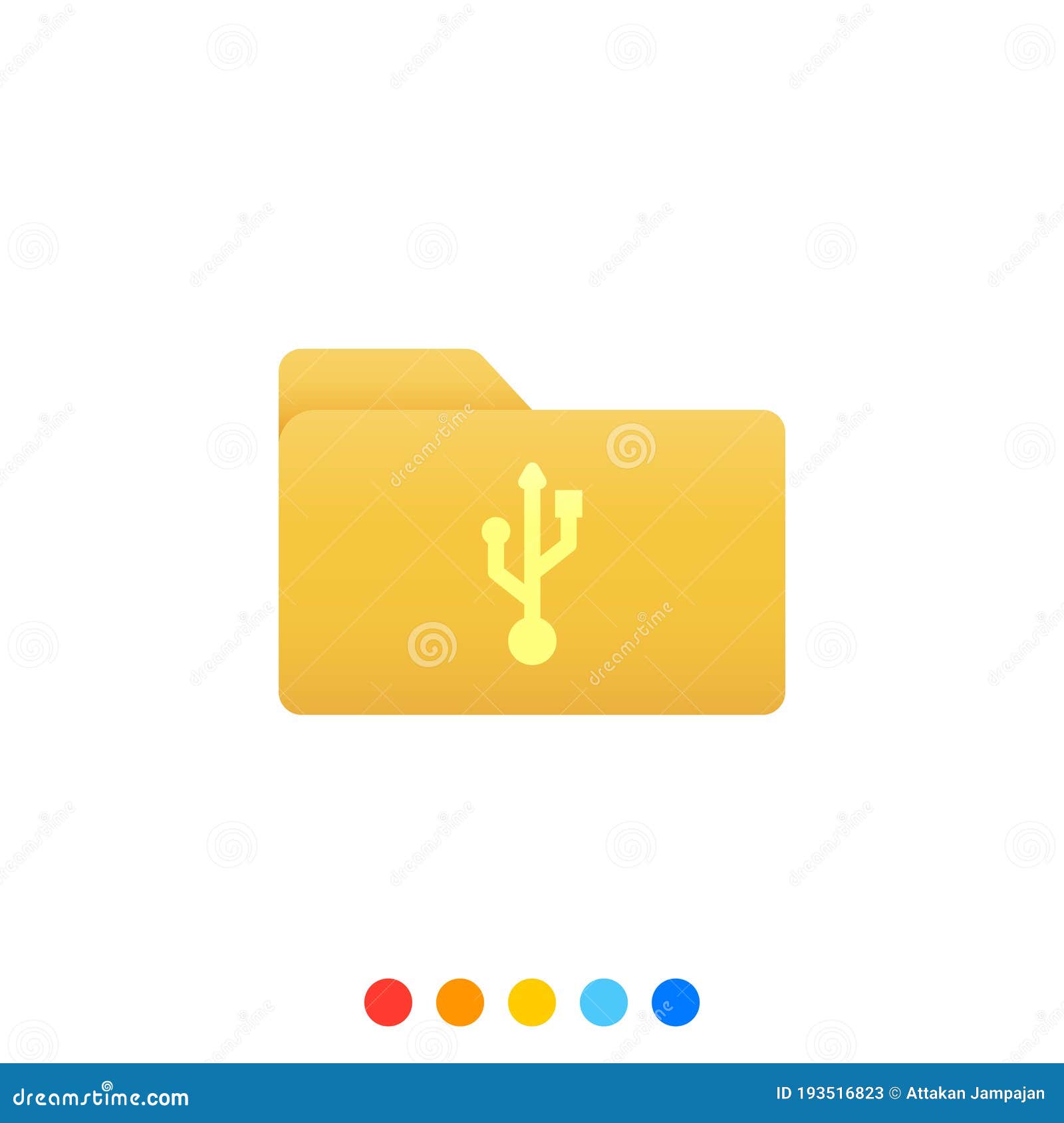 Flat Folder Design Element with USB Connection Symbol,Folder Icon ...