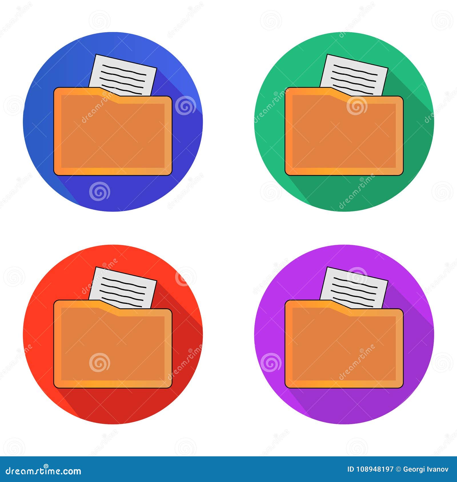 Flat Folder Icon. Four Colours Stock Vector - Illustration of object ...
