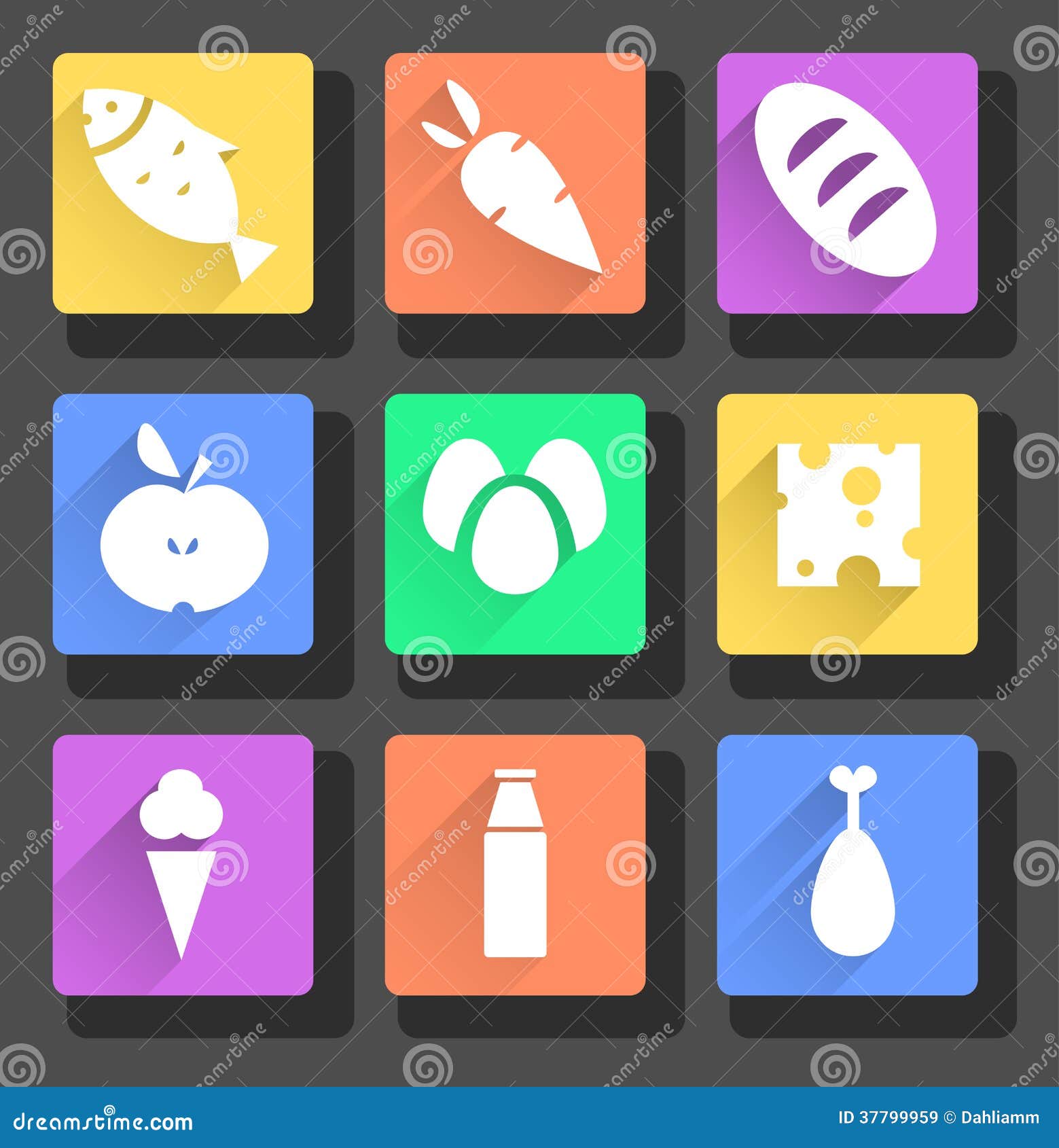 Vector flat food icons stock vector. Illustration of food - 37799959