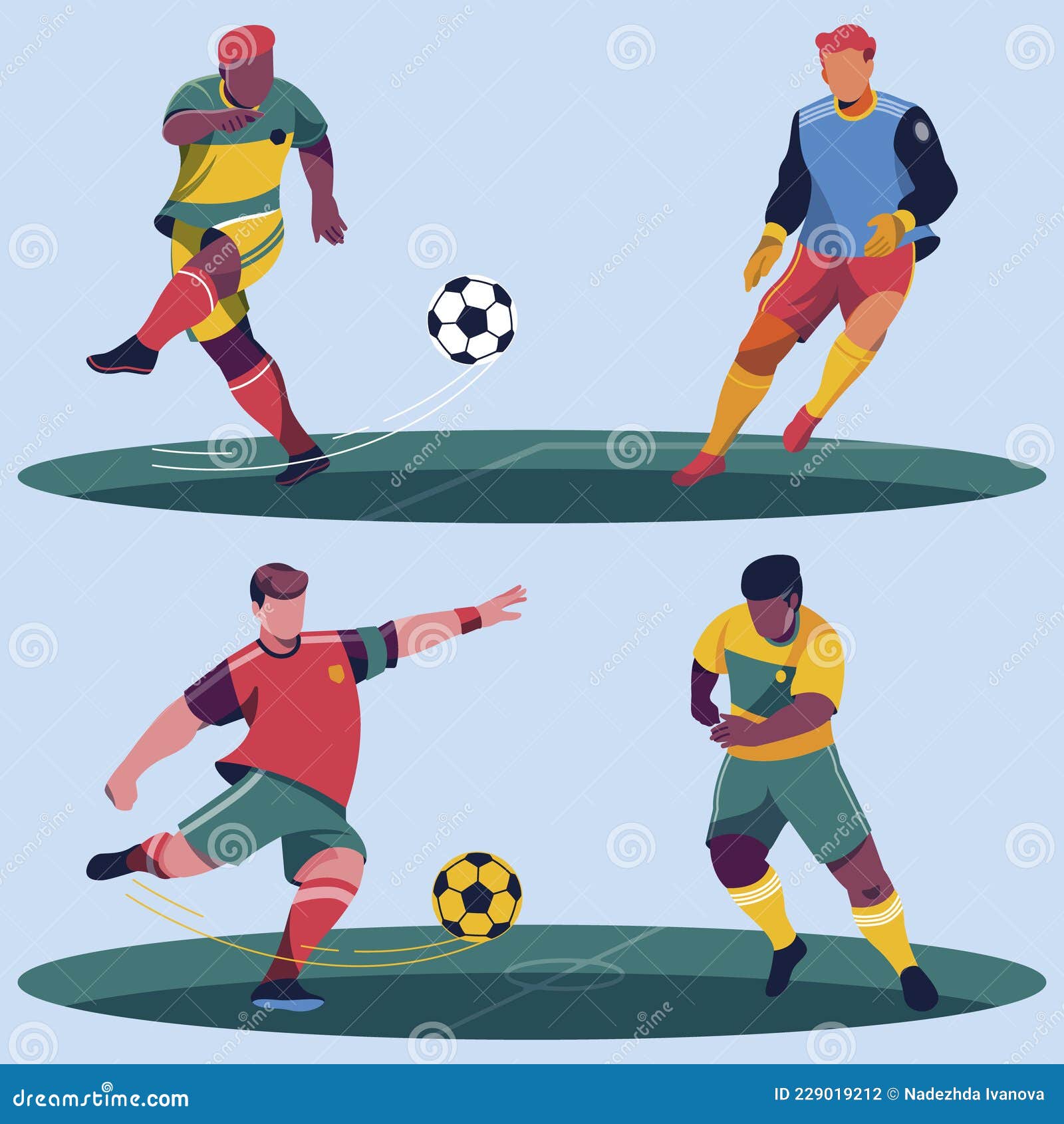 Flat Football Players Pack Vector Illustration. Stock Vector ...