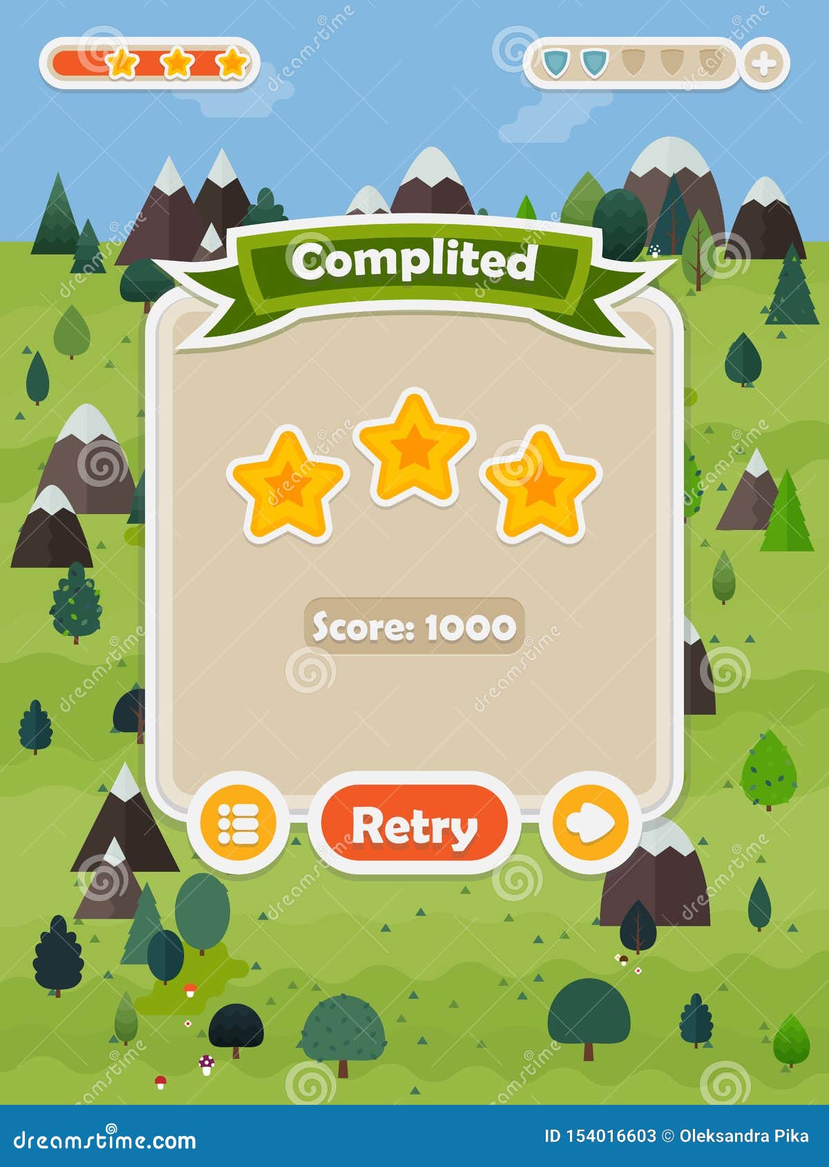 Flat forest GUI scene stock vector. Illustration of forest - 154016603