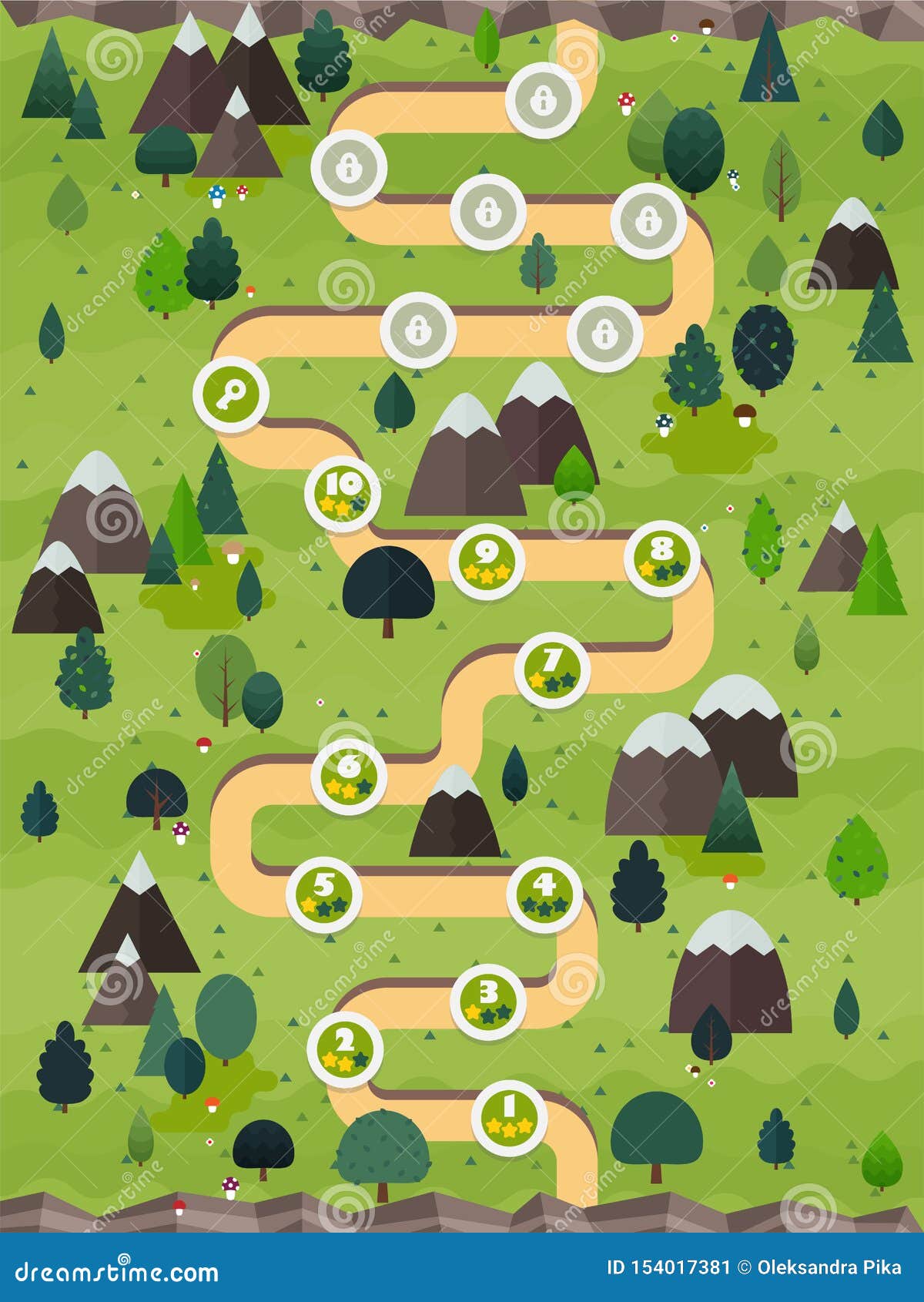 Flat forest GUI scene stock vector. Illustration of scene - 154017381