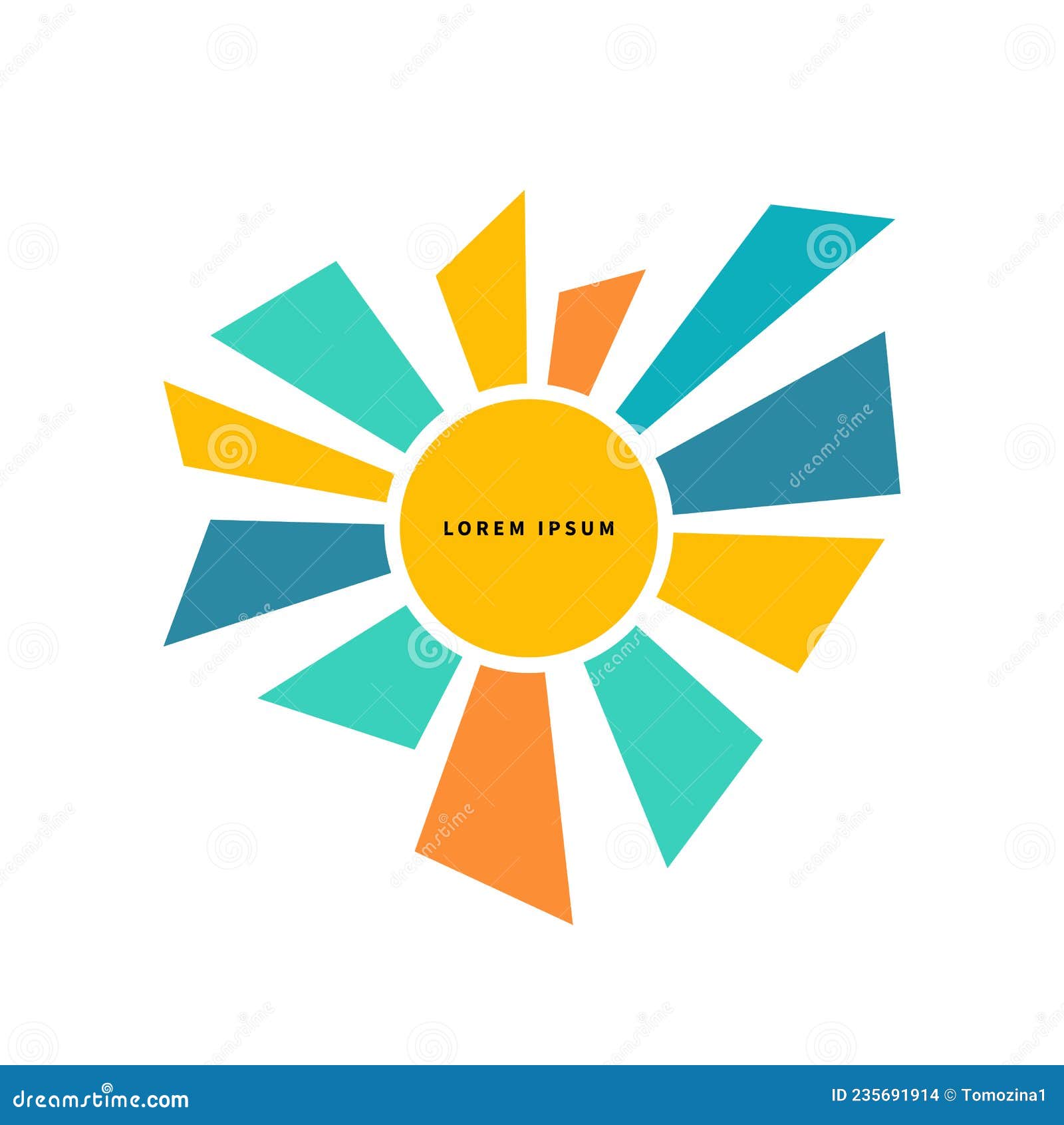 Flat Frame in the Shape of a Sun with Rays. Summer Round Border Stock ...