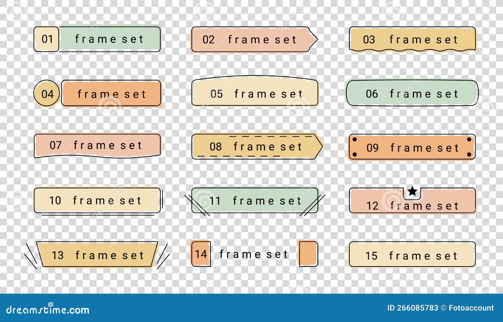 Flat Frames Set - Colorful Vector Illustrations Isolated on Transparent ...