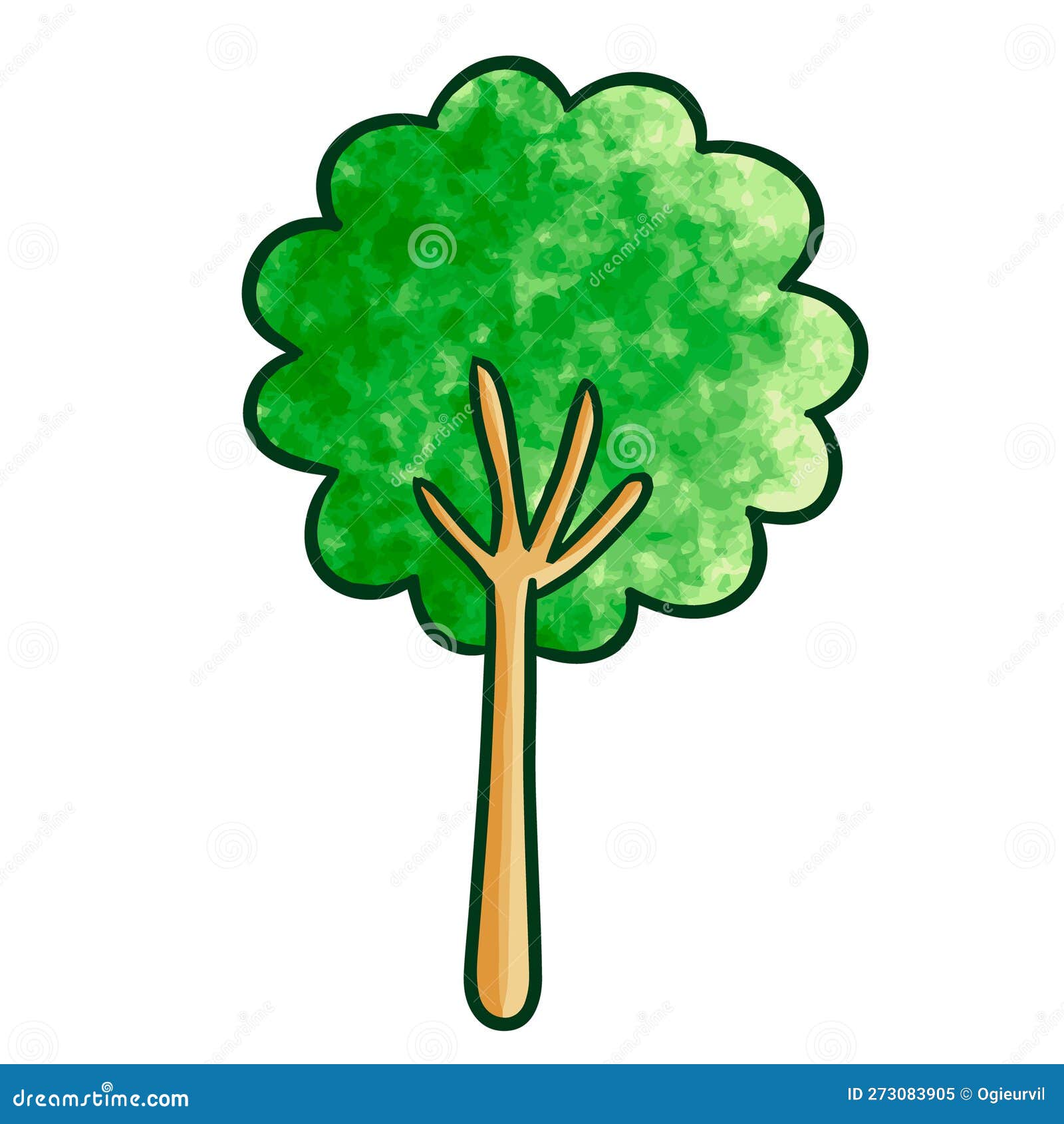 Flat and funny simple tree stock vector. Illustration of cool - 273083905