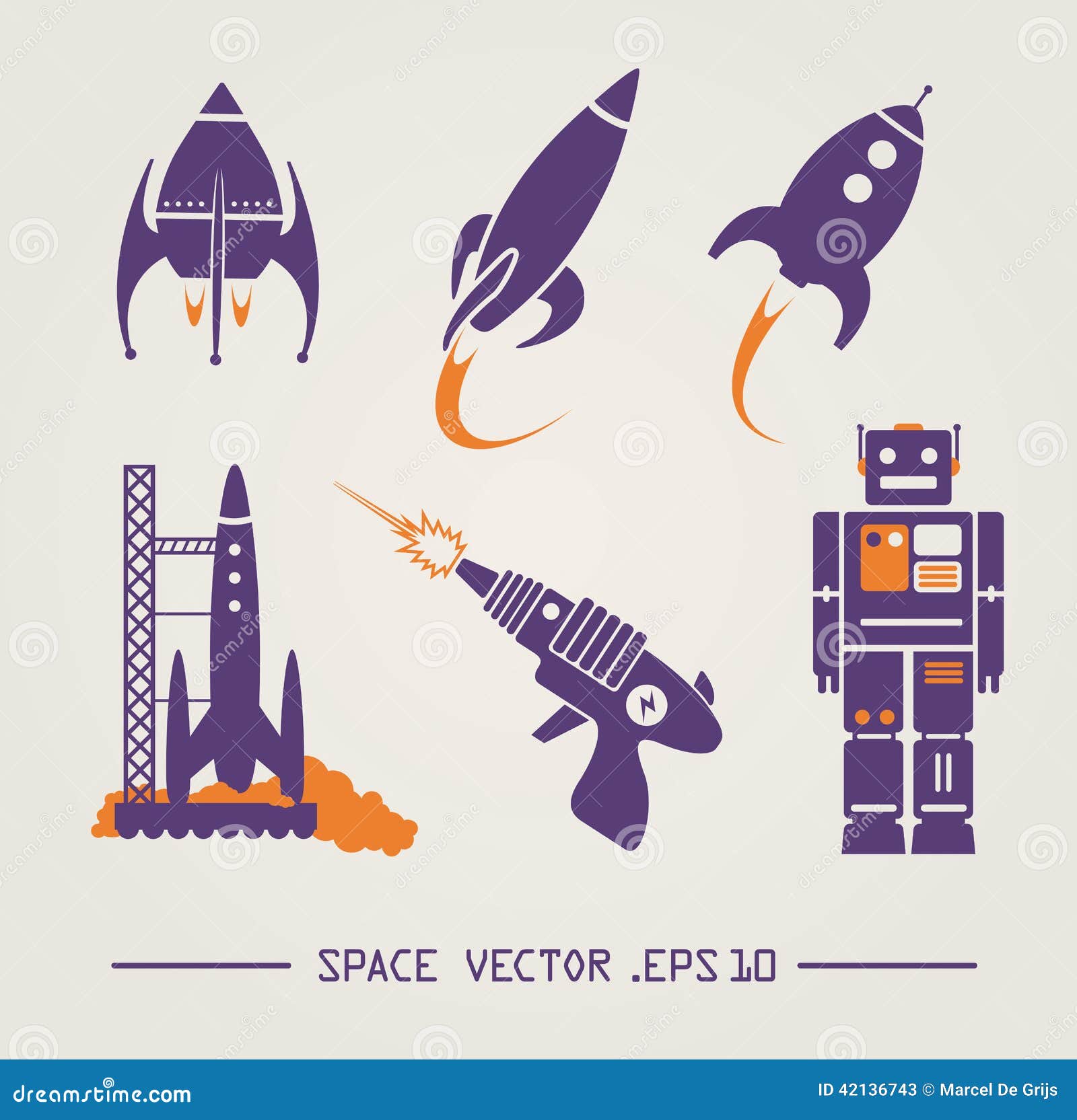 Space Items. Alien Ufo, Universe Planet And Missile Rockets. Planets ...