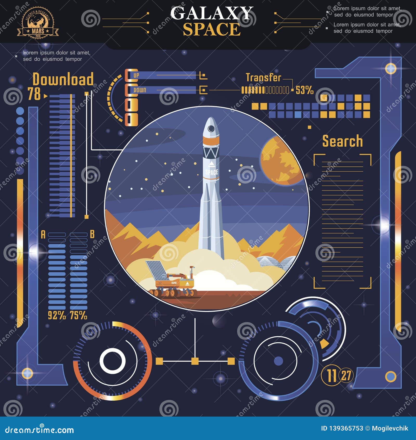 Flat Futuristic Space Interface Template Stock Vector - Illustration of ...