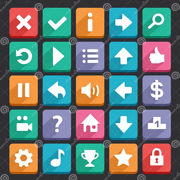 Flat game icons stock vector. Illustration of badge, icon - 37243721