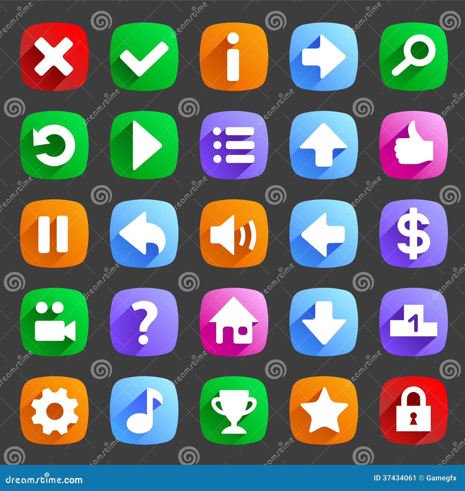 Flat game icons stock vector. Illustration of blue, badge - 37434061