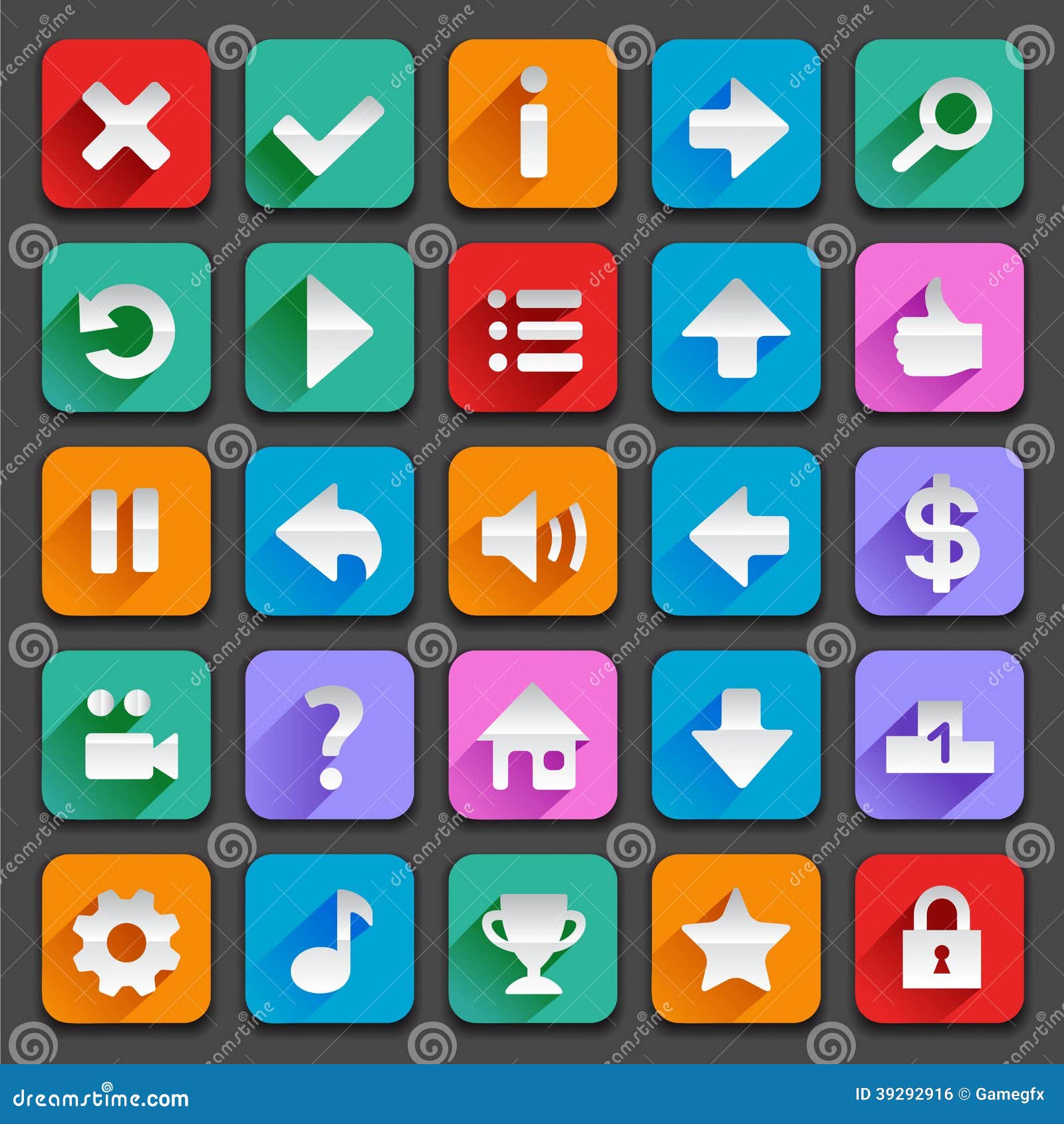 Flat game icons stock illustration. Illustration of sign - 39292916